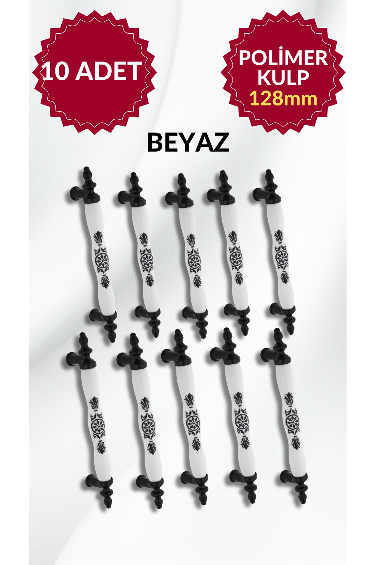 MKLAKS 128mm Polimer Plastik Beyaz-siyah Mobilya Çekmece Kulp 10'lu ...