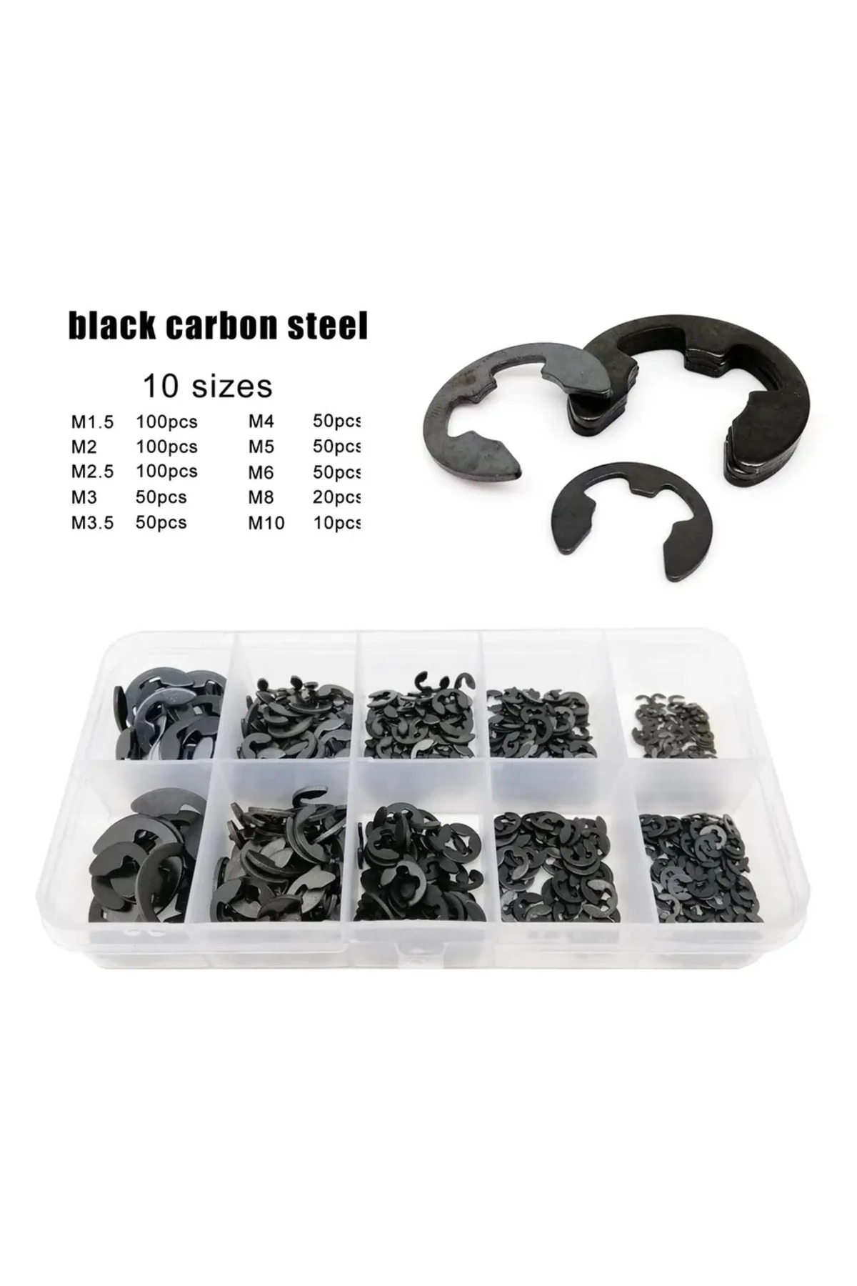 Choice black steel 580pcs/box Assortment Kit Set E Circlip Shaft ...