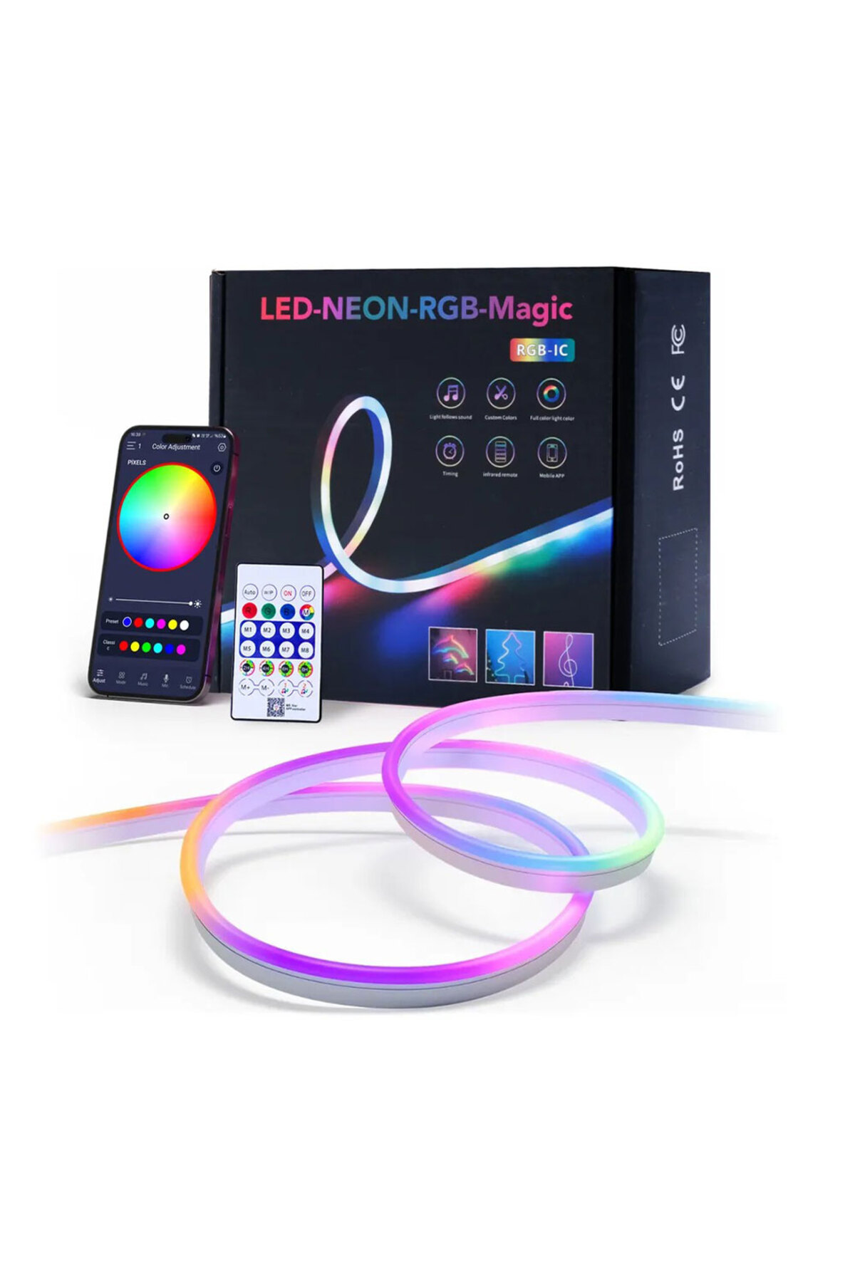 Skygo RGB Kumandalı Sese Duyarlı Animasyonlu Neon Şerit Hortum Led USB ...