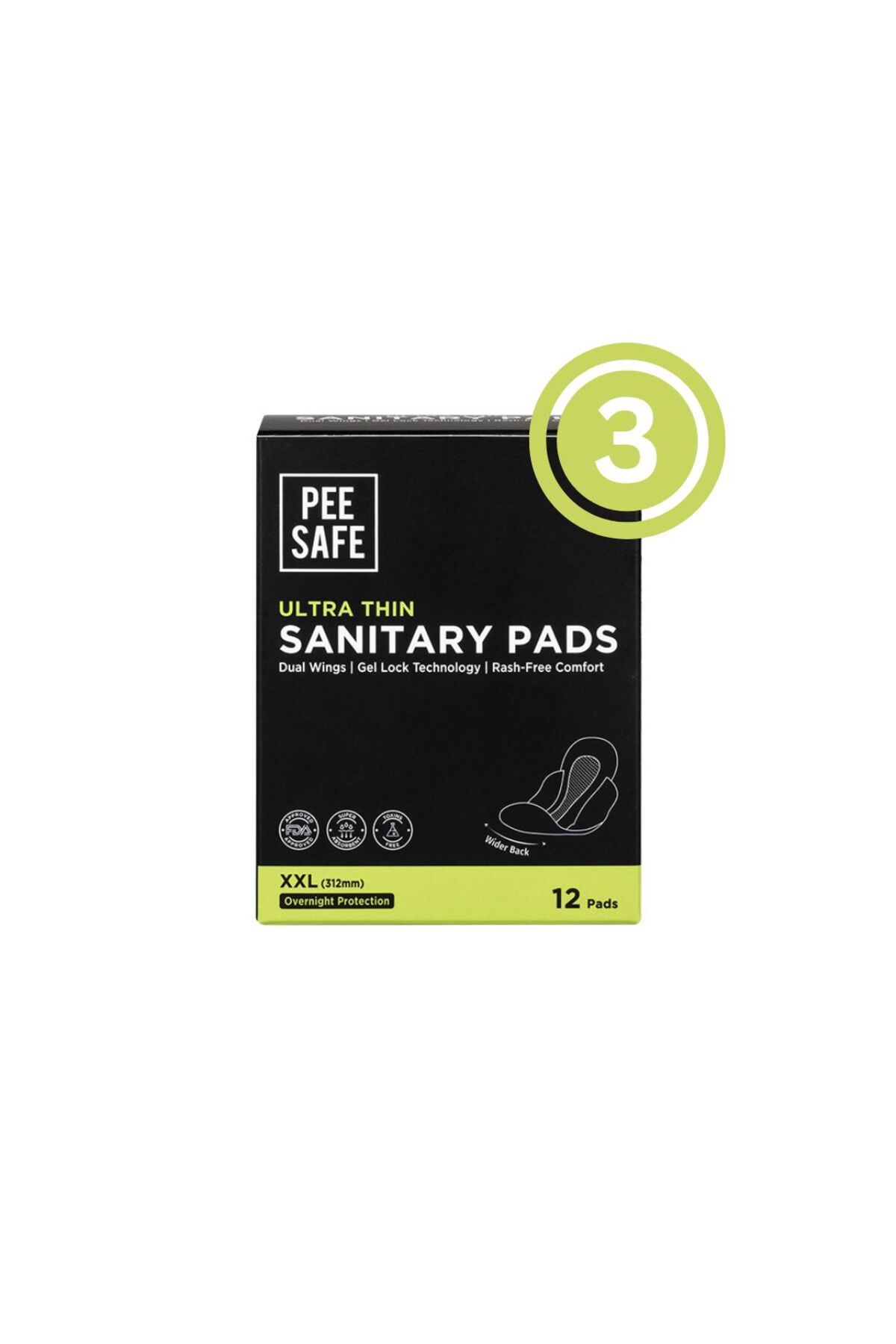 Pee Safe PeeSafe Ultra-Thin Sanitary Pads with Wings,Overnight ...