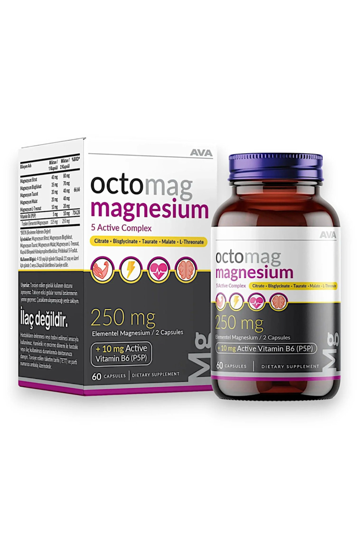 Ava Vitamin Ava Octomag X5 Magnezyum Complex 60 Bitkisel Kapsül ...