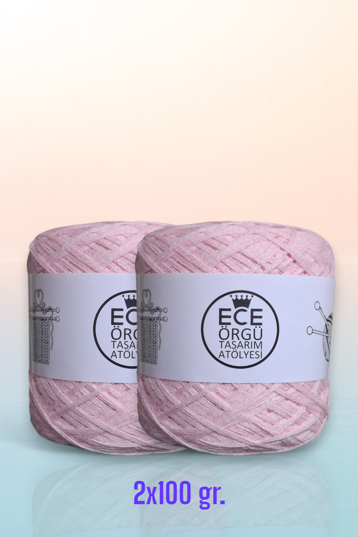 Ece Örgü Tasarım Atölyesi Toz pembe rengi çok katlı koton el örgü ipi ...