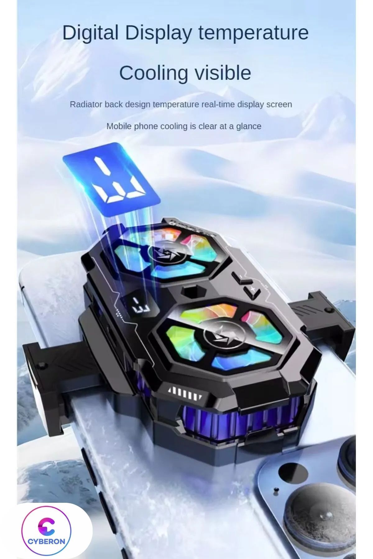 CYBERON Çift Fanlı Soğutucu Rgb Led Işıklı Isı Derece Göstergeli Gaming ...