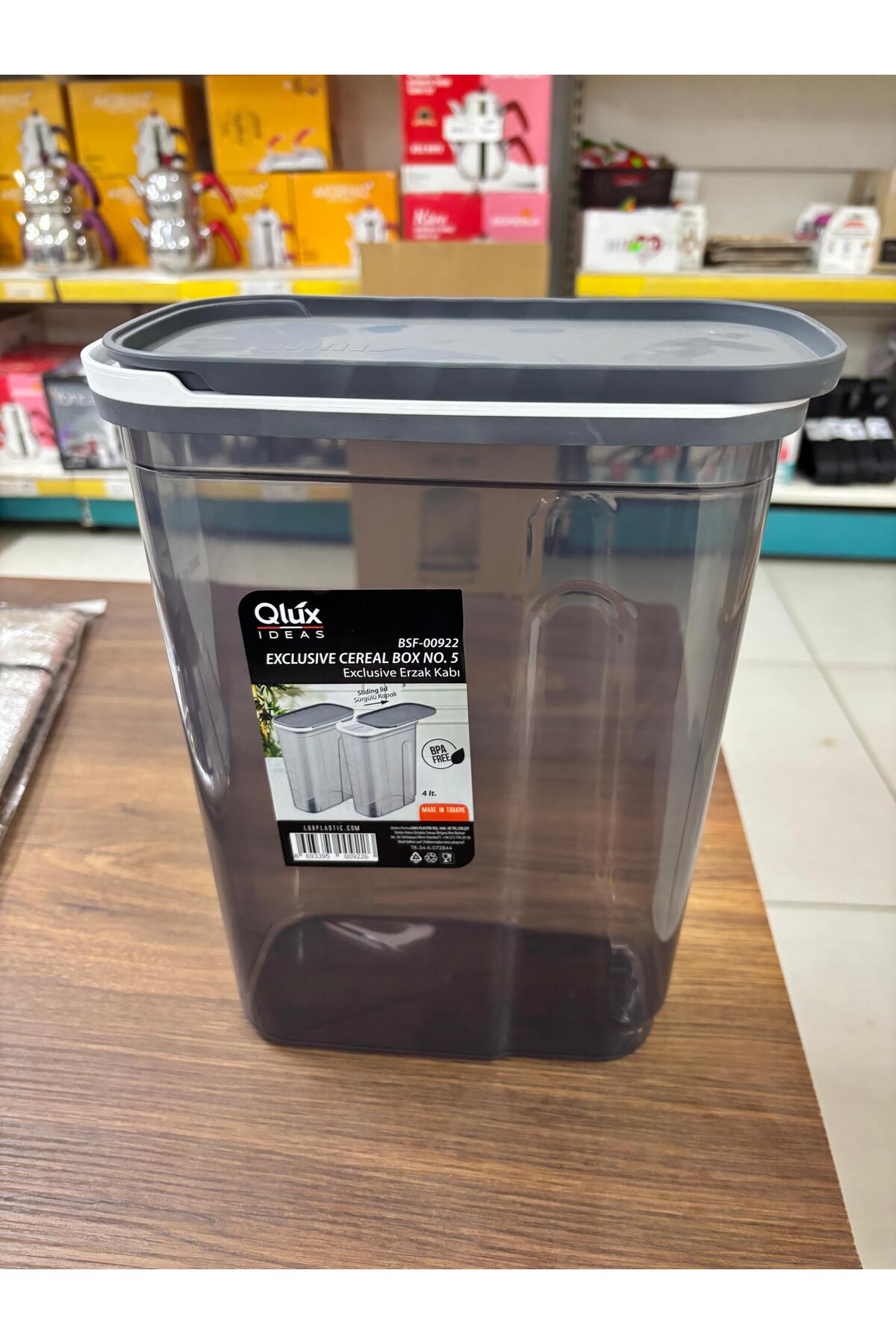 Qlüx Qlux Ideas Exclusive Erzak Kabı No. 5 - 4 Litre Siyah Kapaklı ...