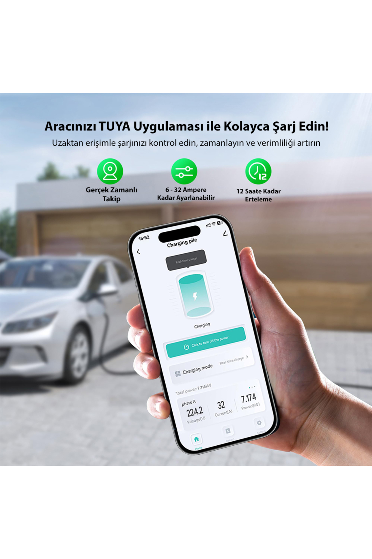 Truwatt ZT215 Taşınabilir Elektrikli Araç Şarj Cihazı 16A/3.5kW/220V ...