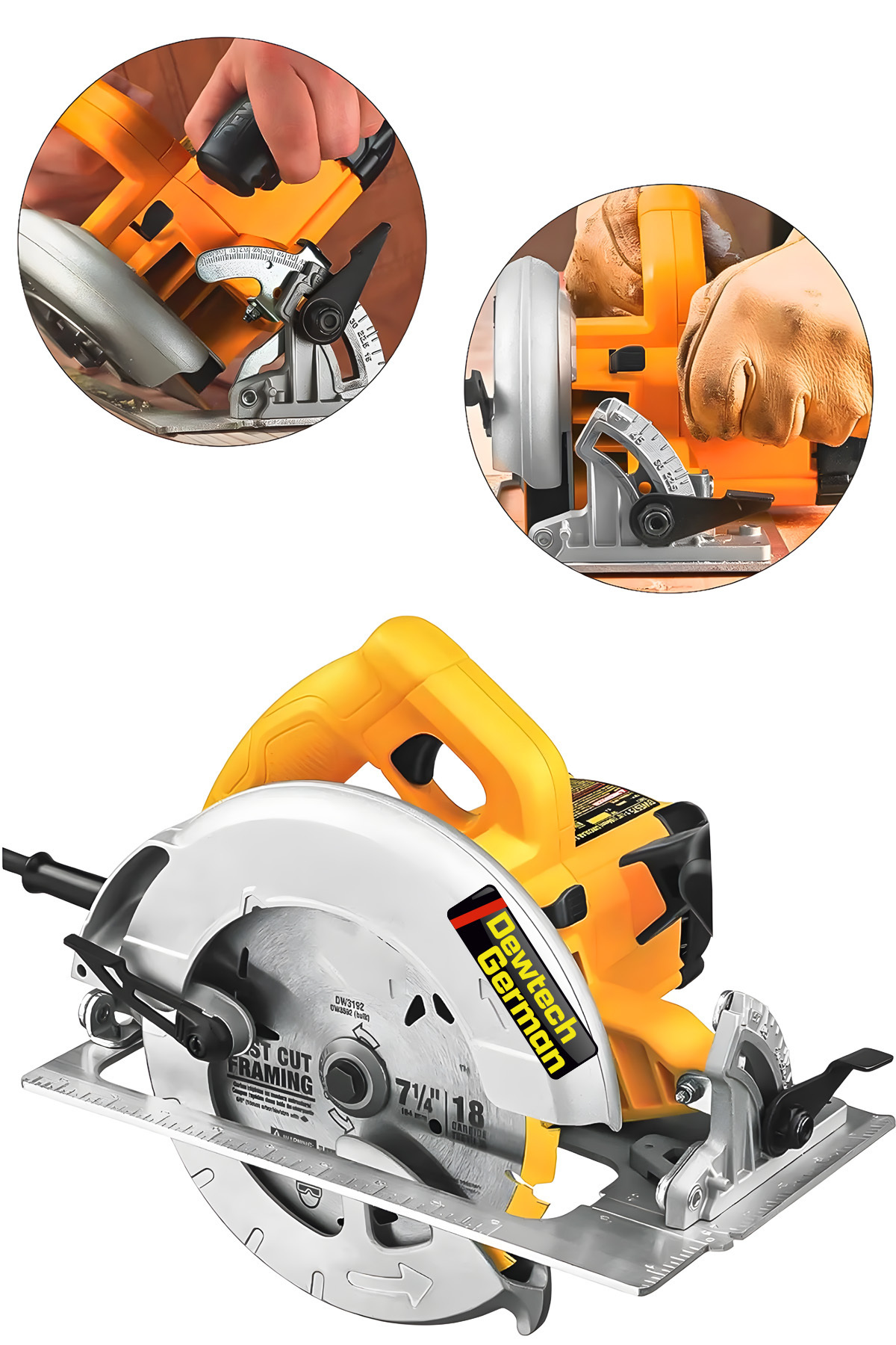 Dewtech German DW1200 Bakır Sargılı 185 mm Açılı Ahşap Sunta Kesme ...