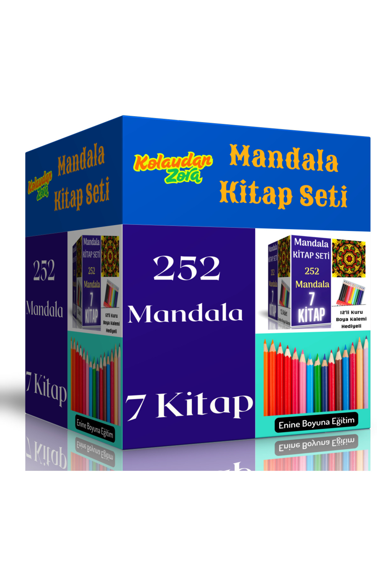 Enine Boyuna Eğitim Mandala Kitap Seti (7 KİTAP VE 12 ADET KURU BOYA KALEMİ) - Fiyatı, Yorumları