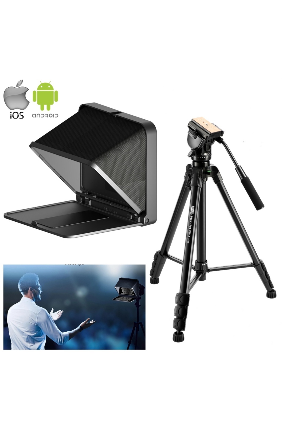LENSGO TC7 Teleprompter + 2 Metre Profesyonel Tripod Kit - Fiyatı ...