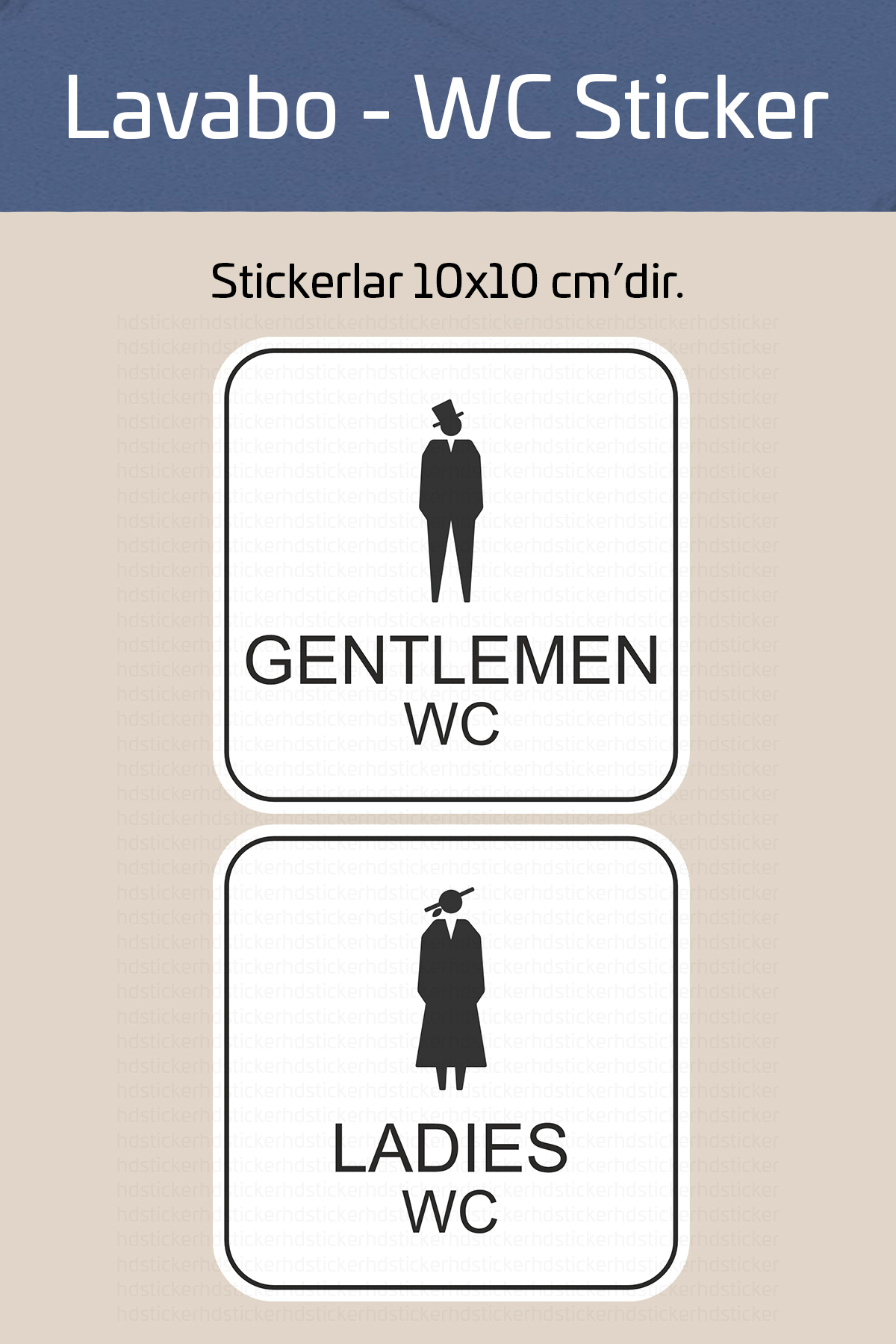 hdsticker Ladies & Gentlemen WC Kapı Sticker Seti - 10 cm Tuvalet Yön ...
