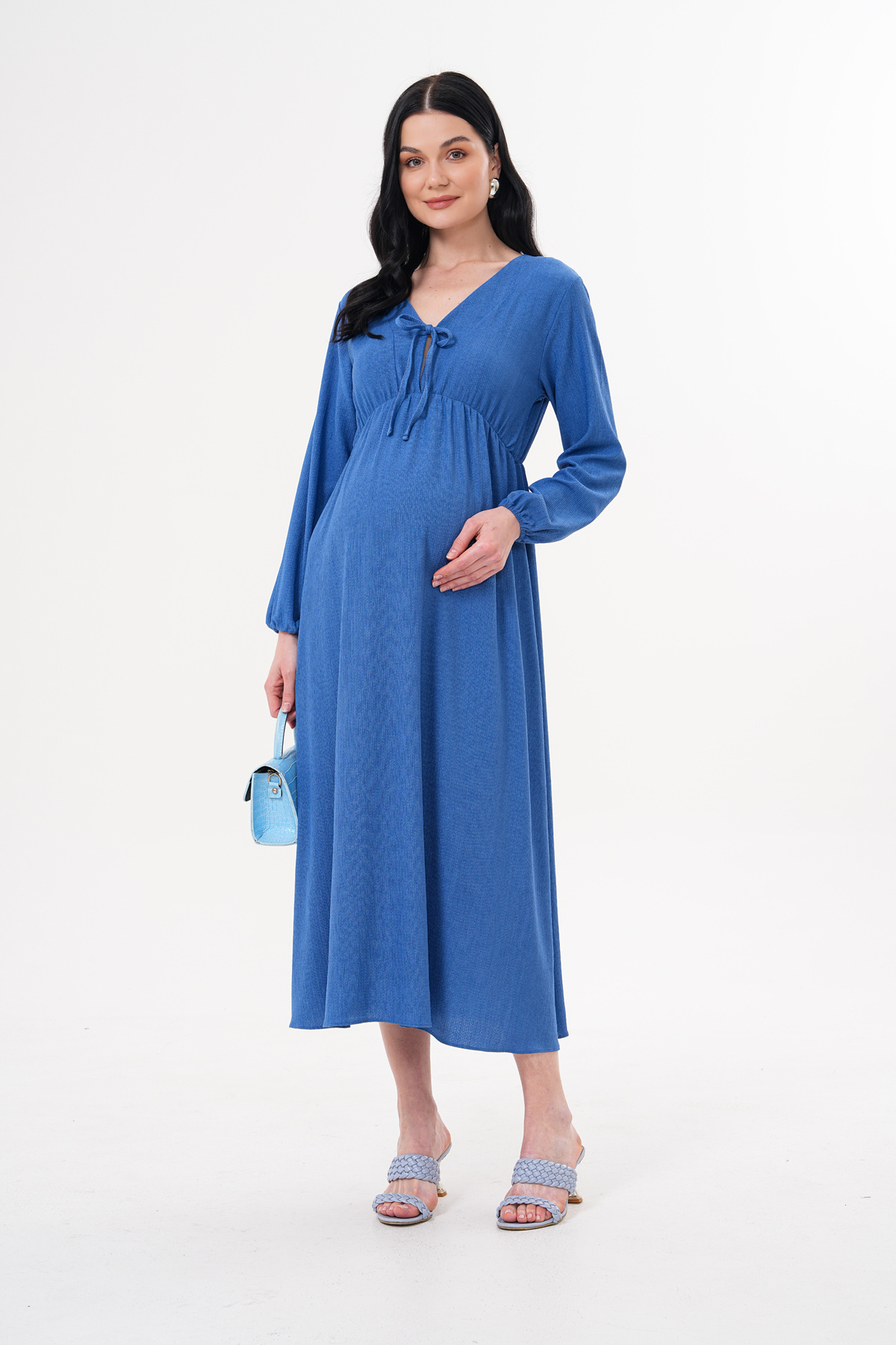 Miss Dünya Lissa Hamile ve Lohusa V Yaka Uzun Kol Dokuma Kumaş Elbise - Fiyatı, Yorumları