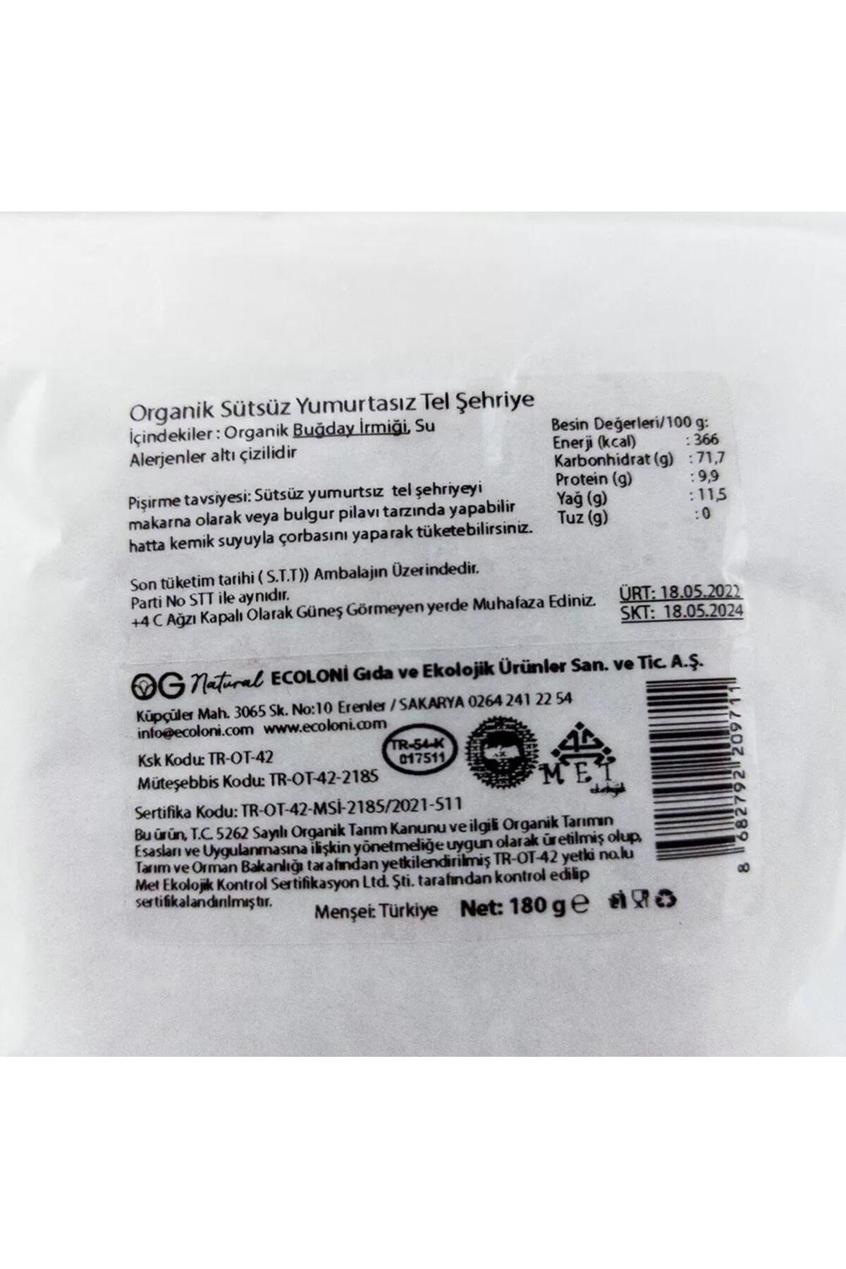 OG natural Organik Sütsüz Yumurtasız Tel Şehriye 6ay 180gr - Fiyatı ...