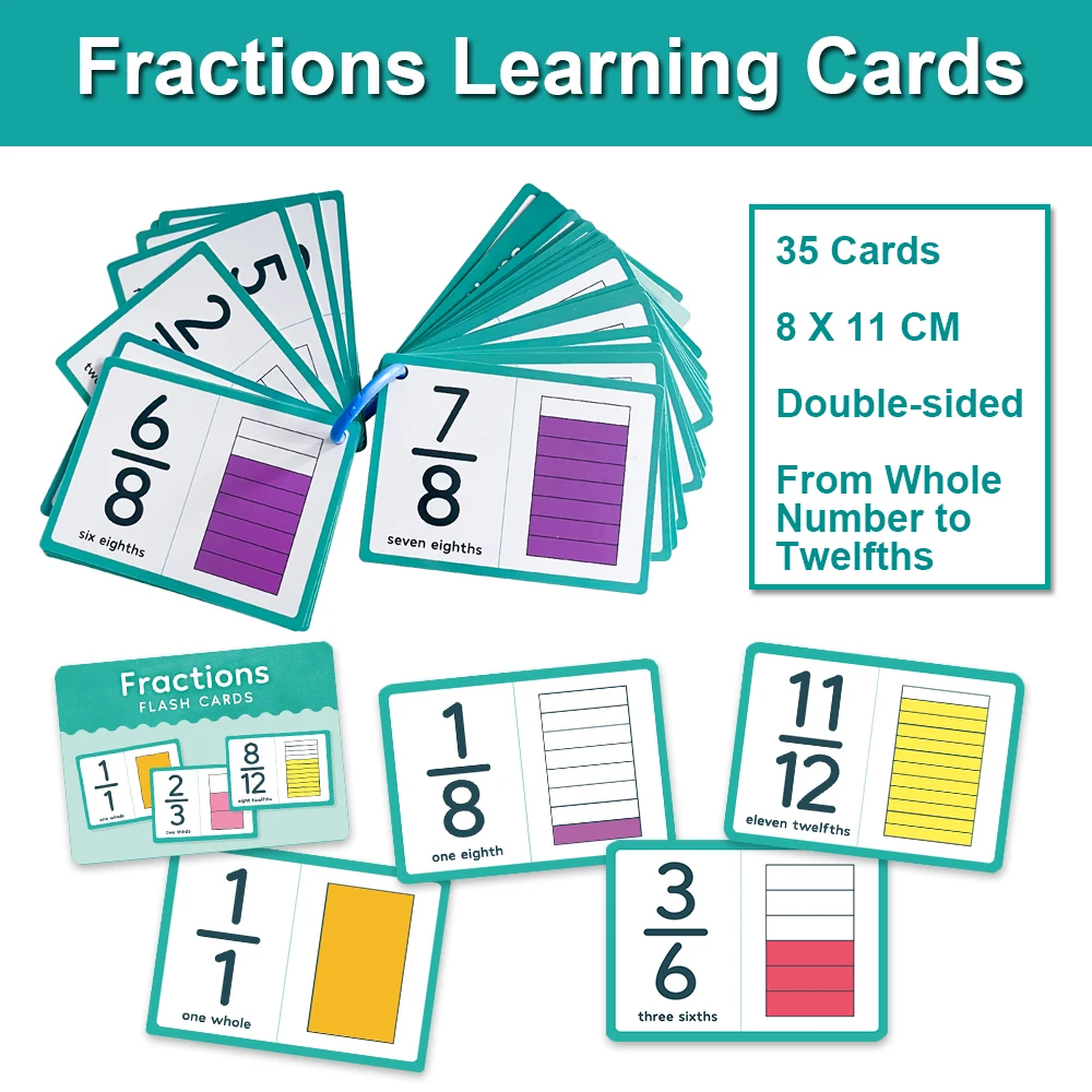 Choice Fractions Card Fraction Number Flashcards for Elementary School ...