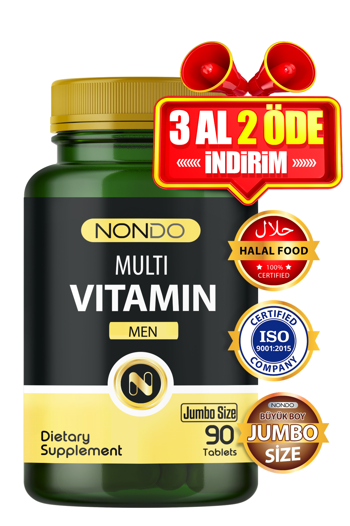 Nondo Multivitamin Men 90 Tablet Jumbo Boy ( Erkeklere Özel Multi ...