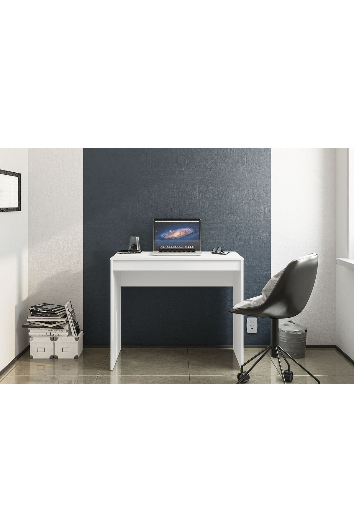 POLITORNO Home computer table for home and office rooms, white color ...