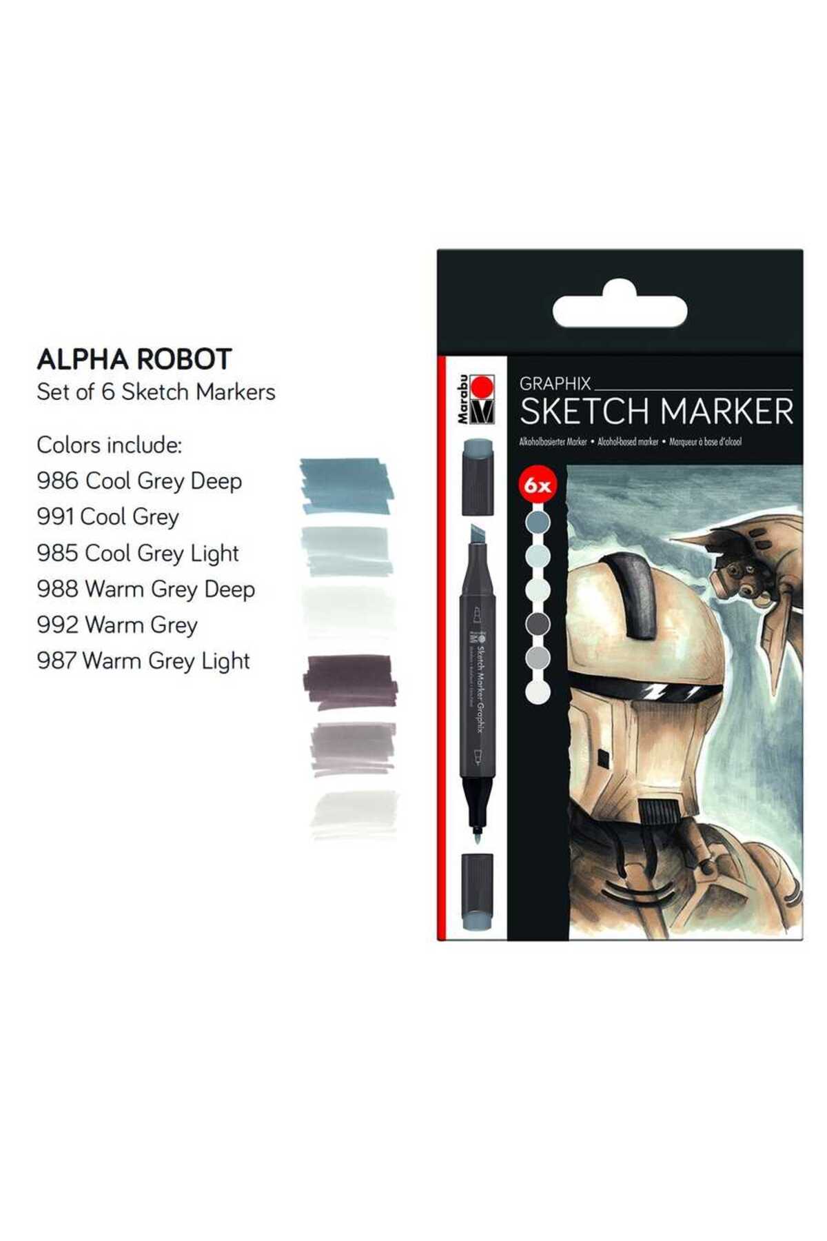 Genel Markalar Graphix Sketch Marker Seti 6 Renk Alpha Robot - Fiyatı ...