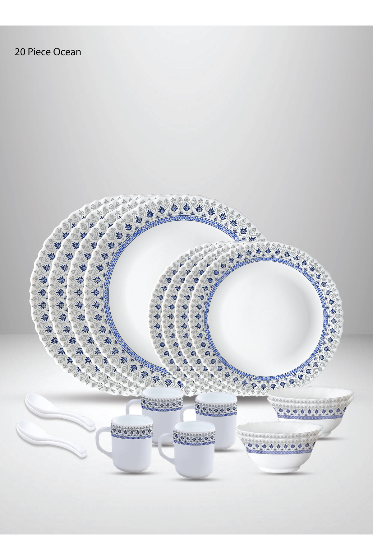 British Chef 20 Pieces Opalware Dinner Set |microwave, Dishwasher ...