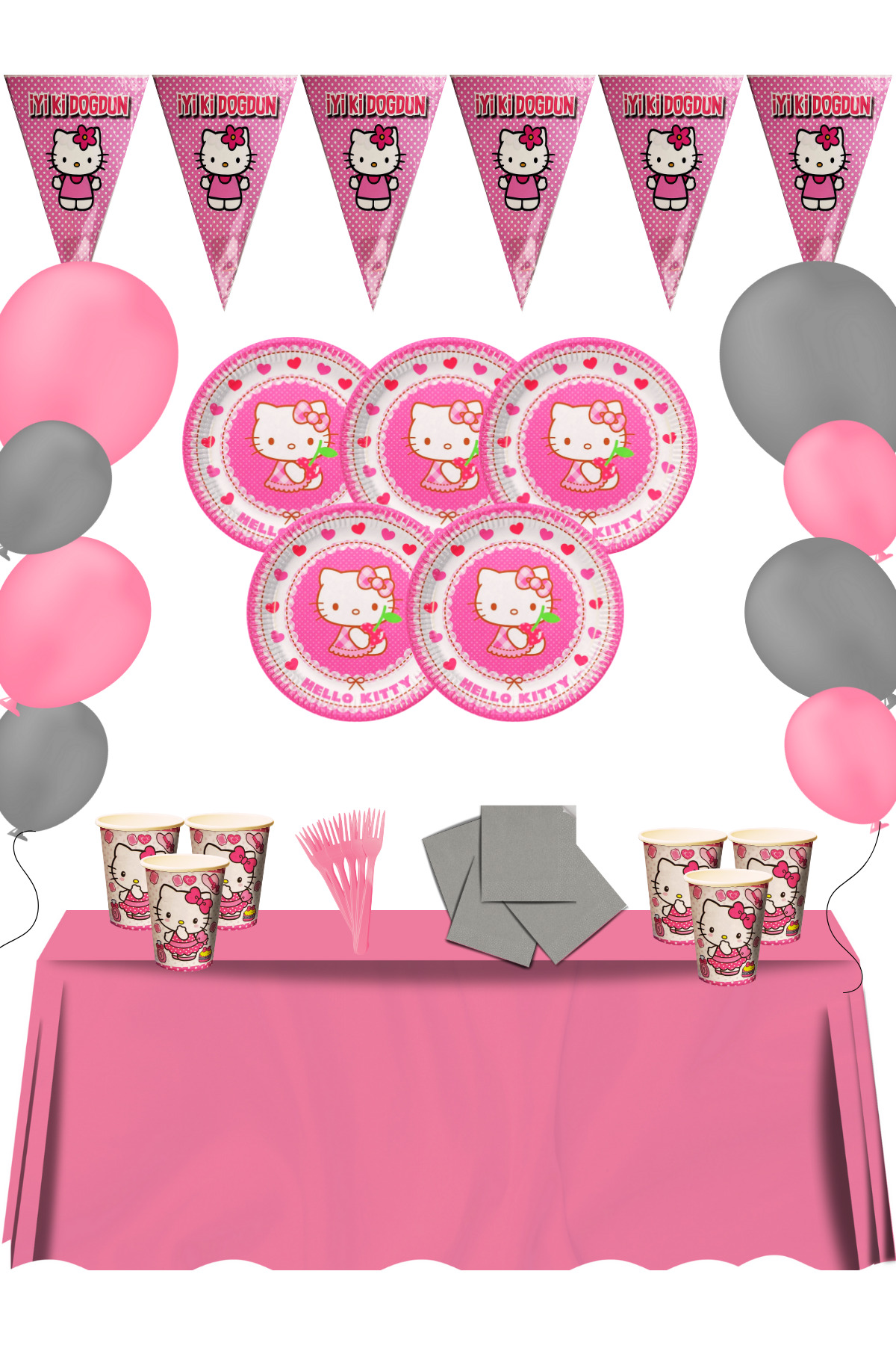 snowparty Hello Kitty 24 Kişilik Doğum Günü Parti Malzemeleri Süsleri ...