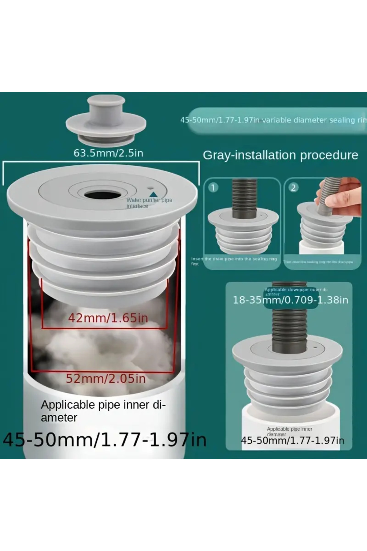 Choice 45-50mm 1PC Anti-backflow Odor Prevention Device For Sewer Pipes ...