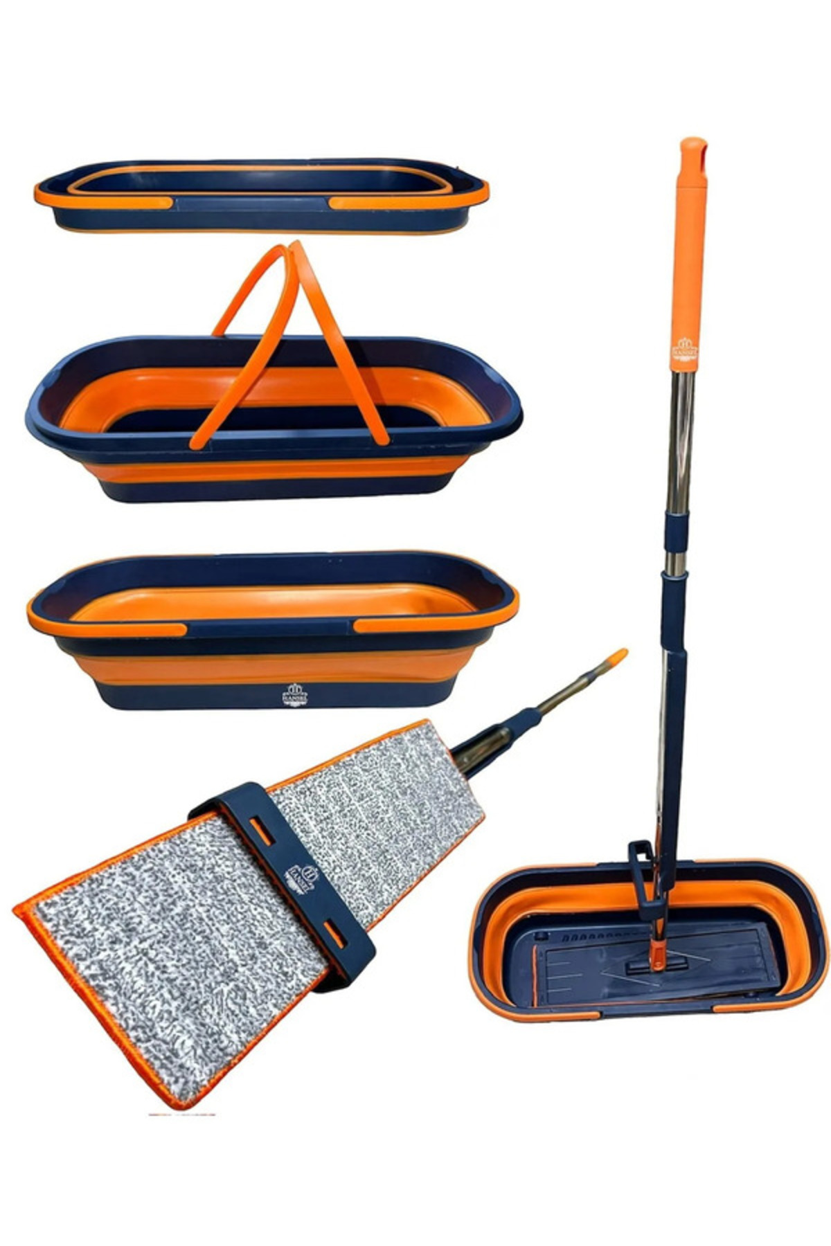 MEKMOP Kendiliğinden Sıkmalı Katlanır Kova ve Tekerlekli Yedekli Mop ...