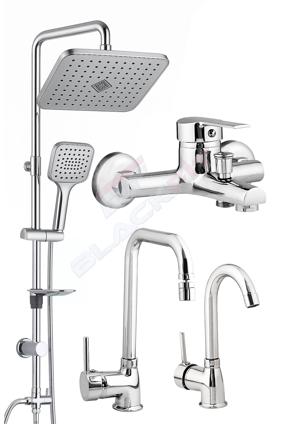 BF BLACKFİT Krom Tepe Duş Seti Delta Mutfak Lavabo Banyo Bataryası Duş ...