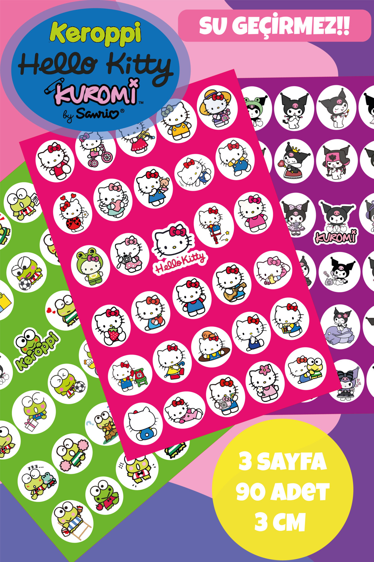 CanCo Store Su Geçirmez San Rio Hello Kitty Kuromi Keroppi Sticker Seti ...