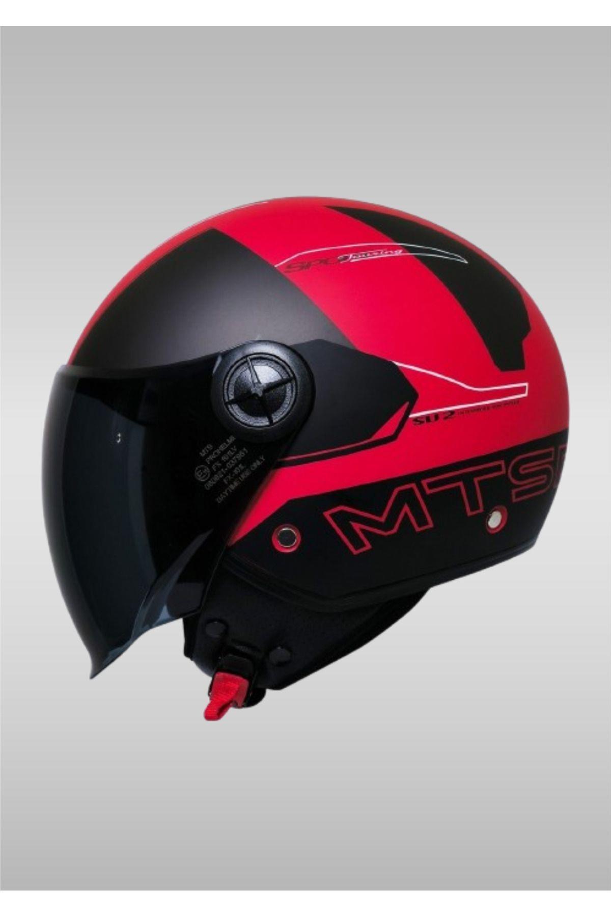 MTS FİBBA MOTORS MTS 101 Desing Red Long Black Vısor Kask - Fiyatı ...