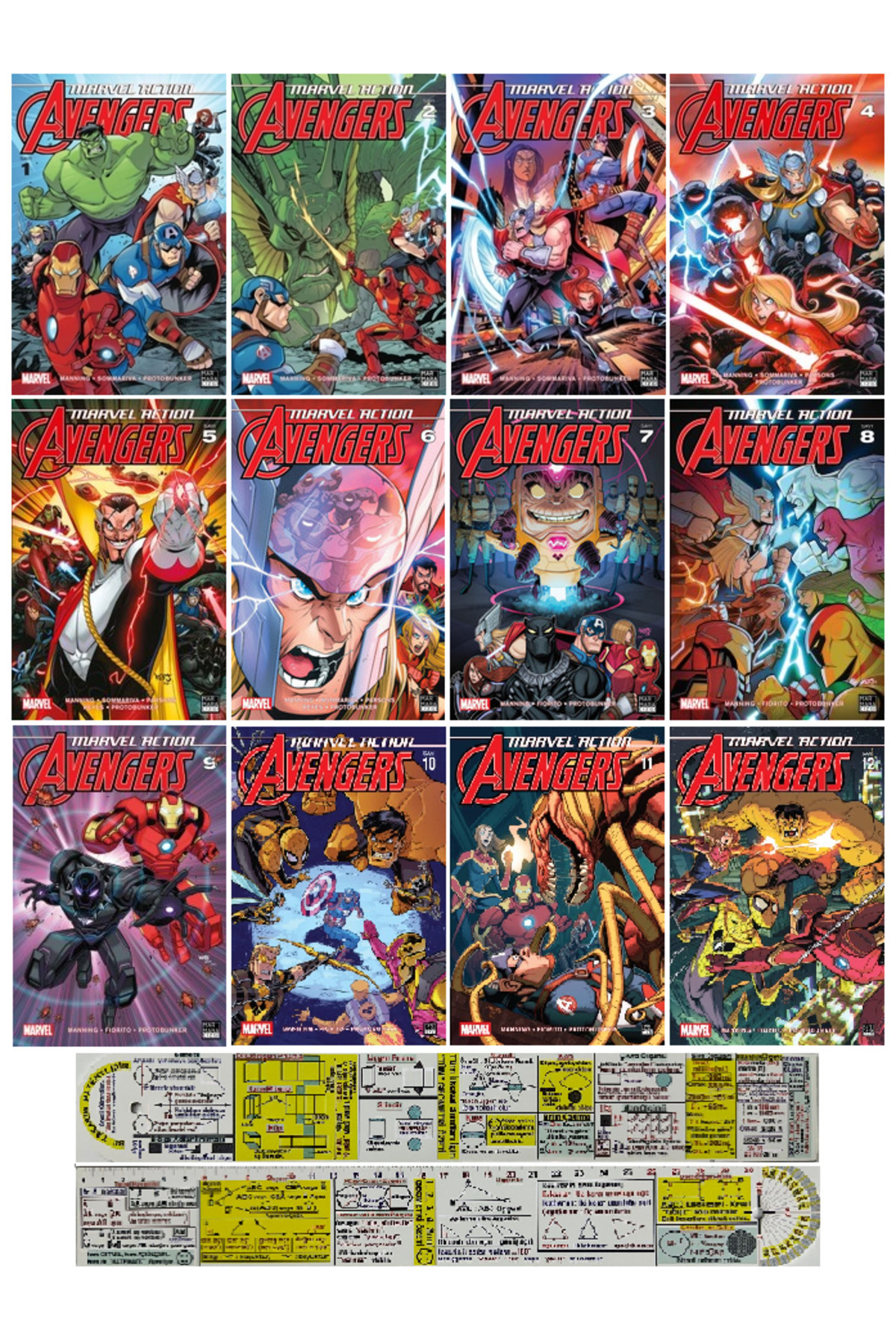 Marmara Çizgi Yayınları Marvel Action Avengers 12 Cilt Çizgi Roman Seti ...