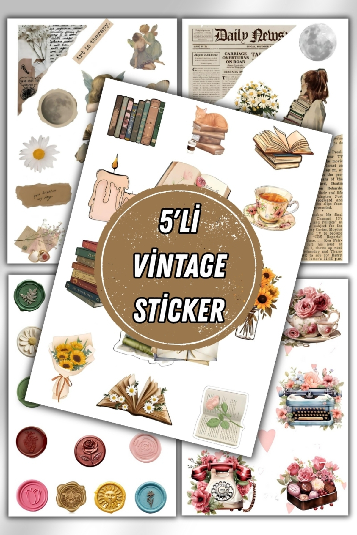 birikiyedi 5'li Vintage Sticker Planner Ajanda Bullet Journal Için ...