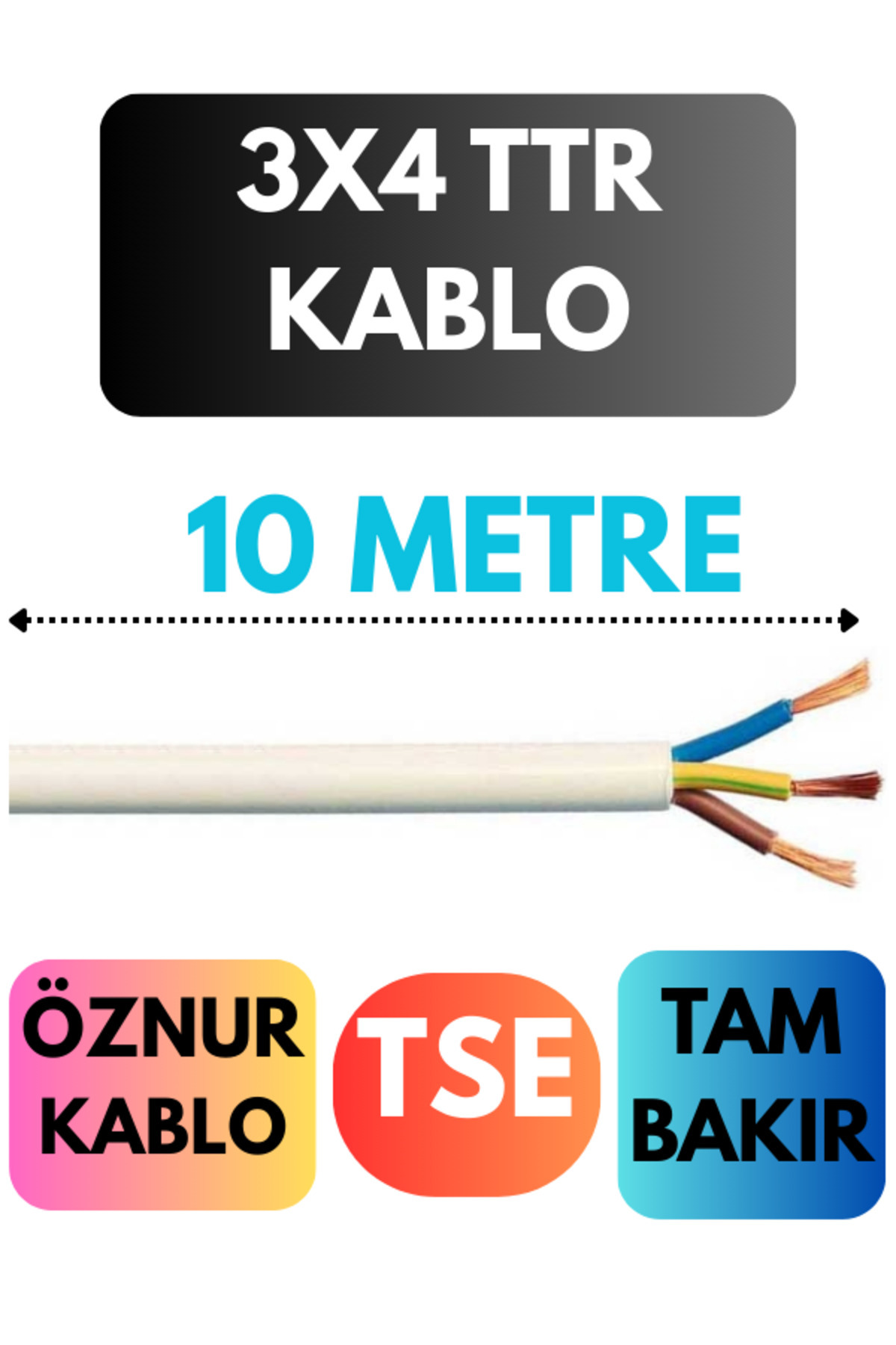 Avarson Öznur 3X4 TTR Kablo Metre Seçenekli (Beyaz) 10MT - Fiyatı ...