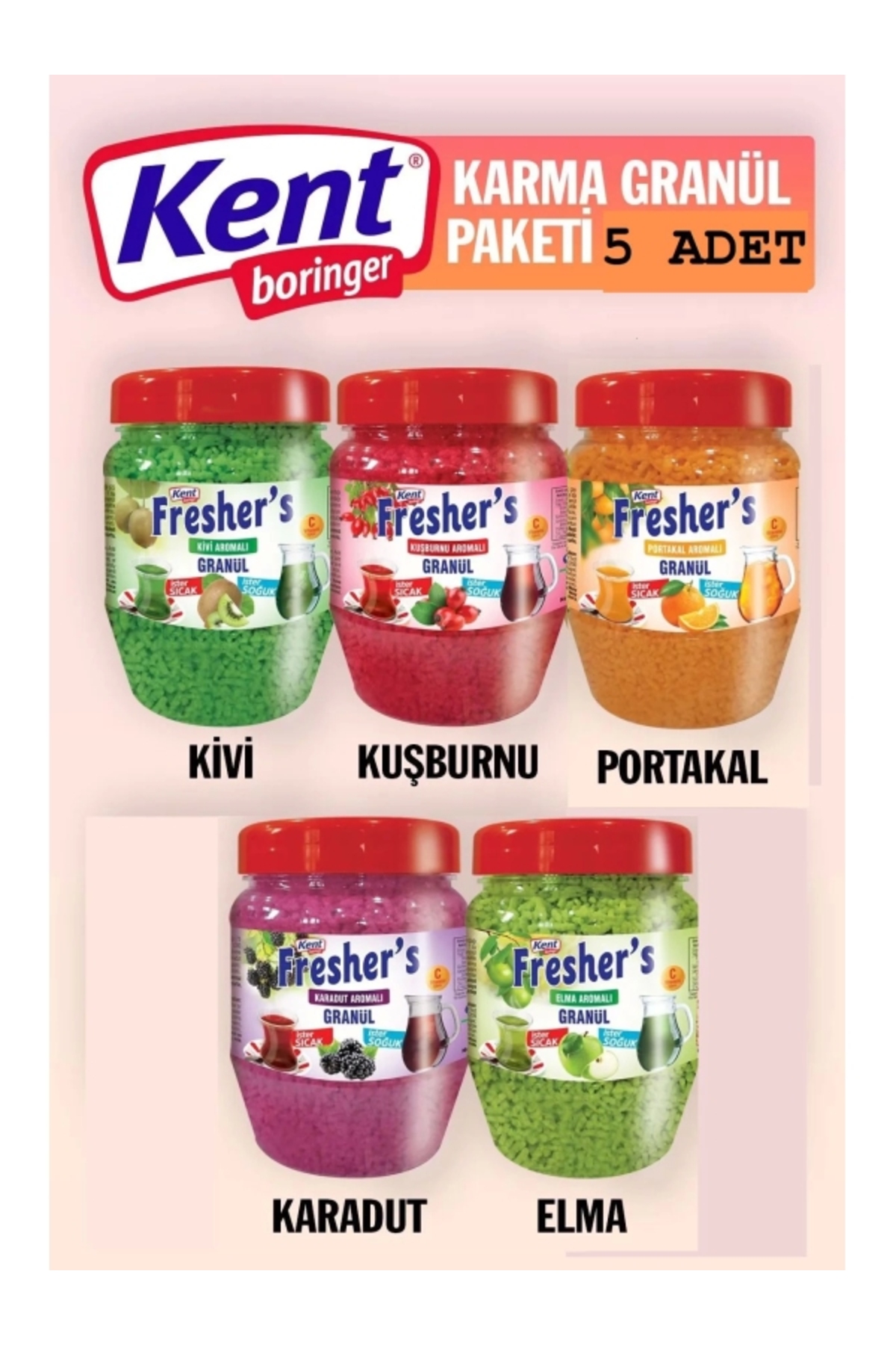 Kent Boringer Freshers Granül İçecek 5'lİ Karma Oralet Sıcak Soğuk ...