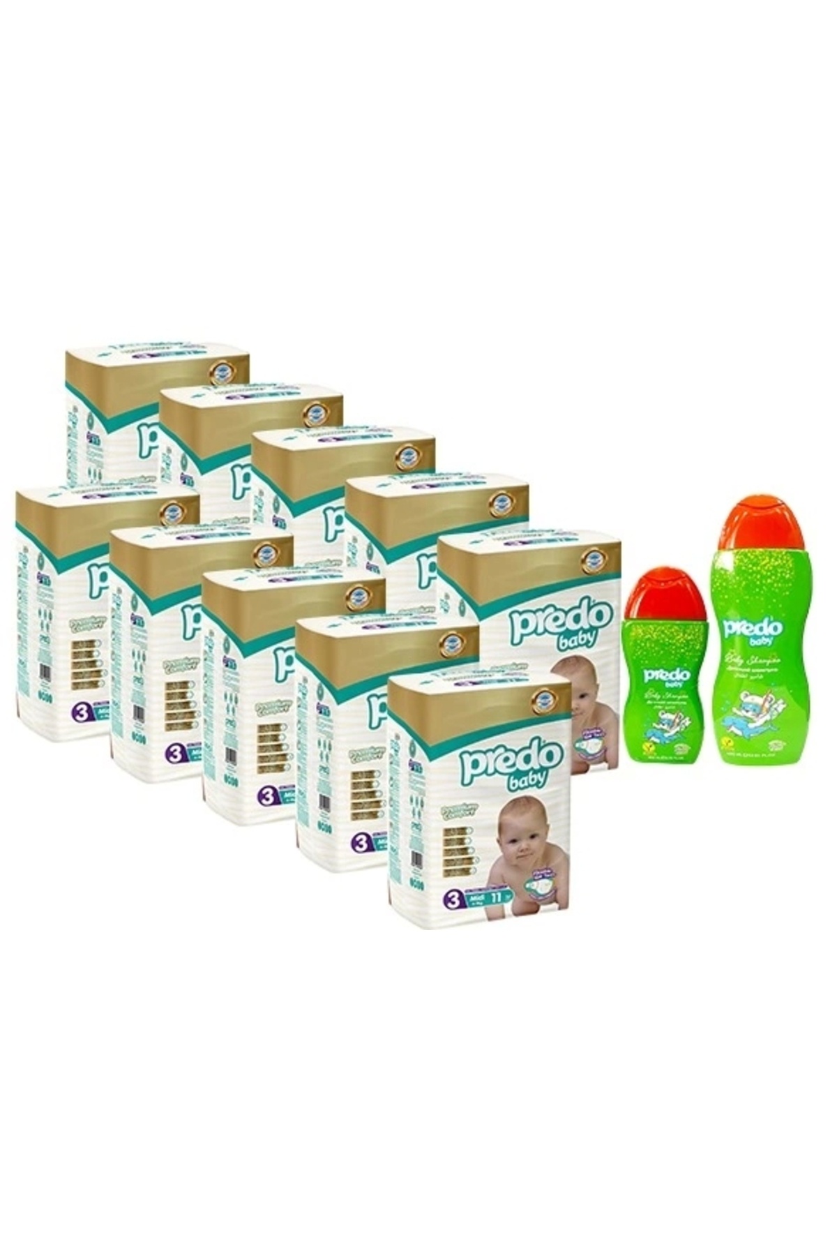 PREDO STANDART 3 NUMARA ÇOCUK BEZİ11 Lİ 10 PAKET + PREDO BEBE ŞAMPUAN ...