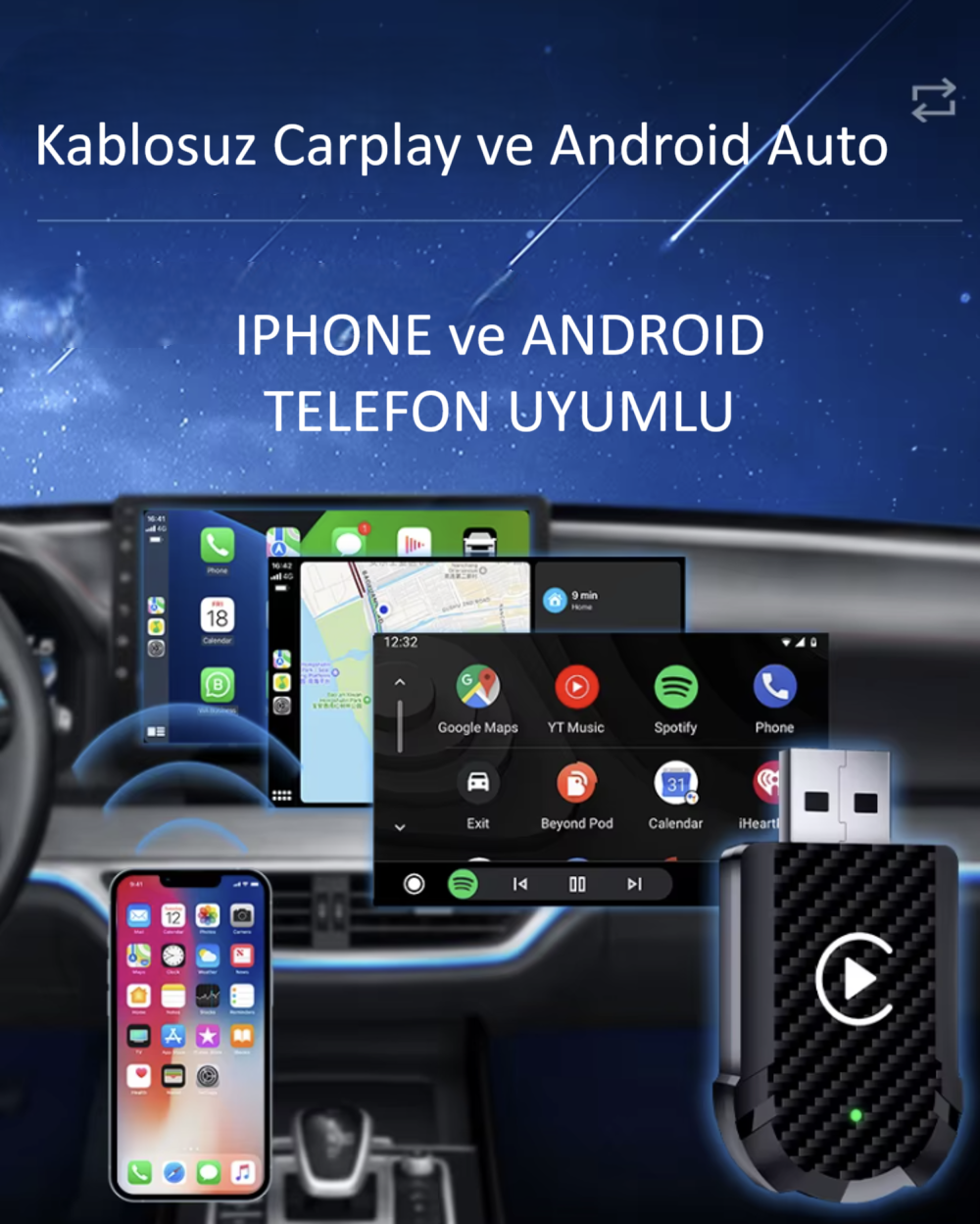 Fenrir Garage Kablosuz Car Play Adaptörü Apple Ve Android Cihazlar Için ...