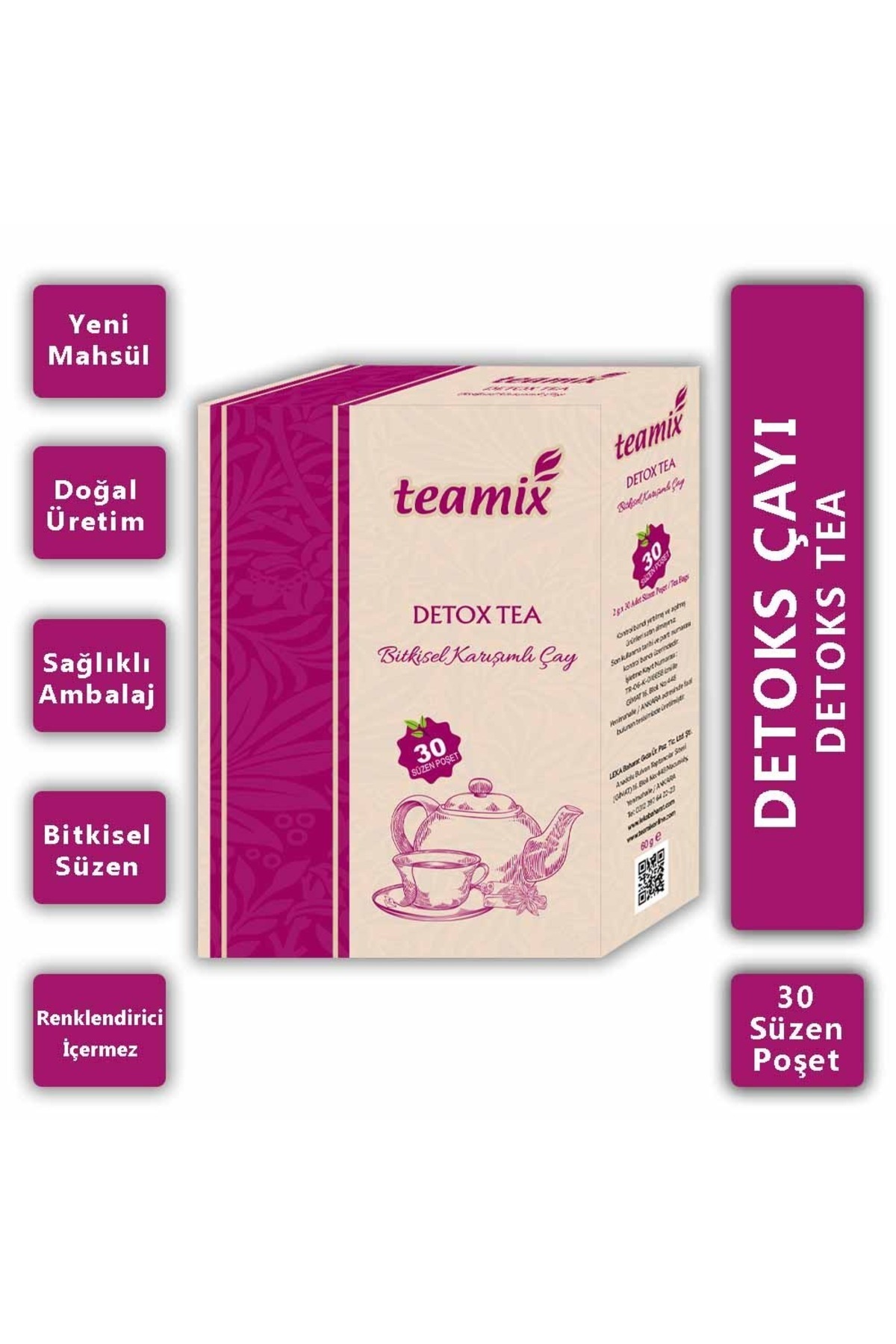 teamix Detoks Çay Detox Tea Bitkisel Karışımlı Form Çay 60 G 30 Süzen ...