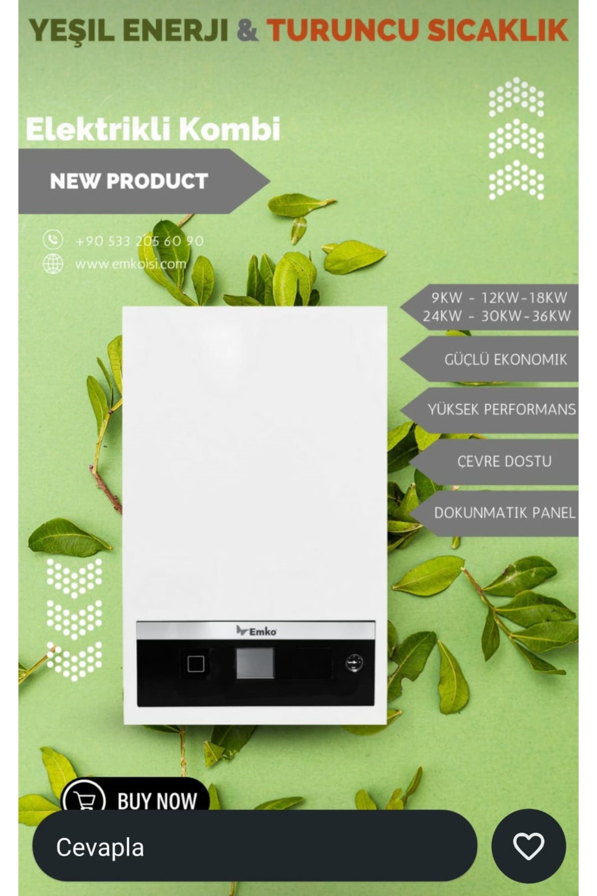 Emko ELEKTRİKLİ KOMBİ 12 KW MONOFAZE - Fiyatı, Yorumları