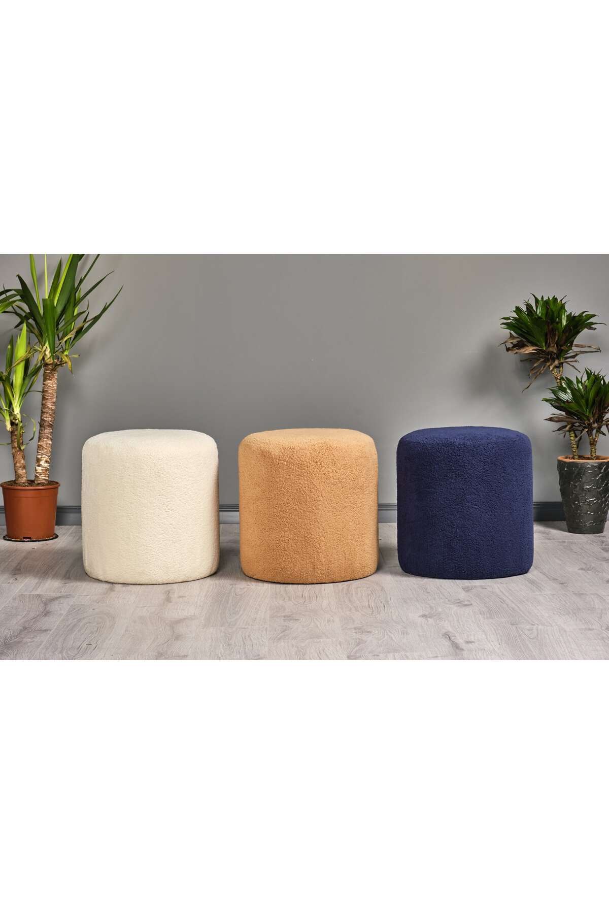 WoodyMaison Puf Norway Iskandivian Çok Amaçlı Teddy Silindir Puf Bench ...