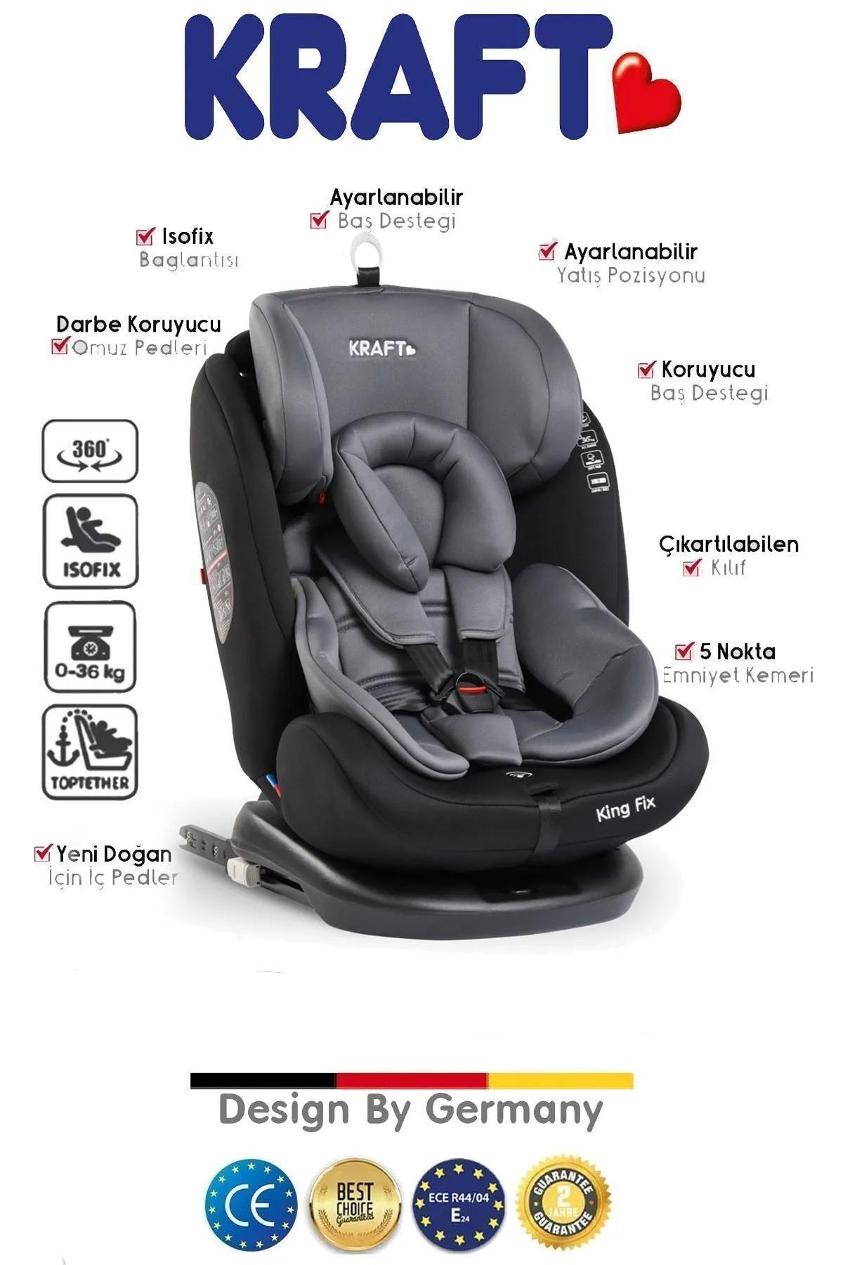 Kraft King Fix 0-36 Kg Top-tether Isofixli 360 Derece Dönebilen Oto ...