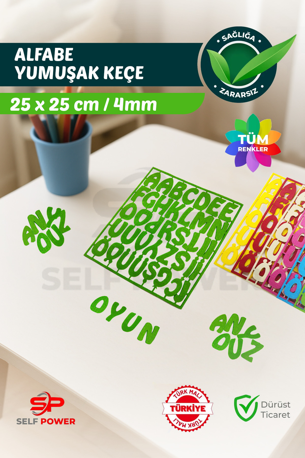 Self Power 3+ Yaş Çocuklar İçin Alfabe Keçe Harf Tanıma&Eşleştirme ...