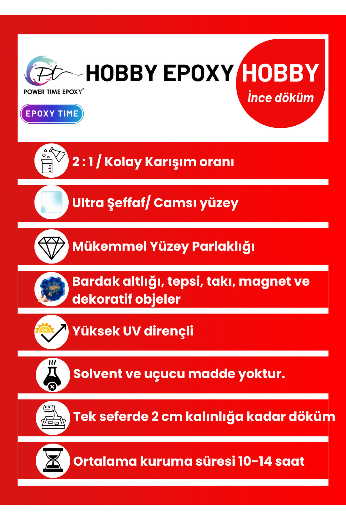 POWER TIME EPOXY 750 gram Hobby Epoxy/ Ultra Şeffaf Ve Parlak Epoksi ...