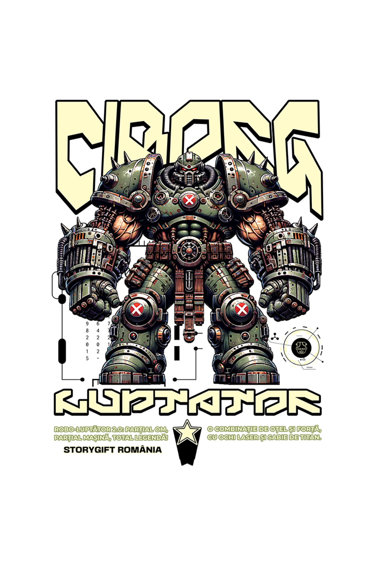 StoryGift Romania Sticker Adhesive 90CM Cyborg Angry Robot Fighter ...