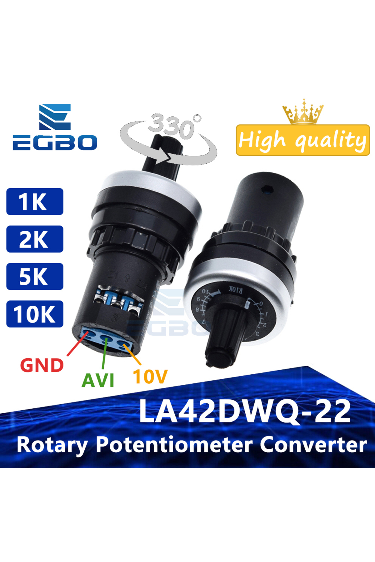 Choice 10K Ohm LA42DWQ-22 1K 2K 5K 10K 22mm Diameter Pots Rotary ...