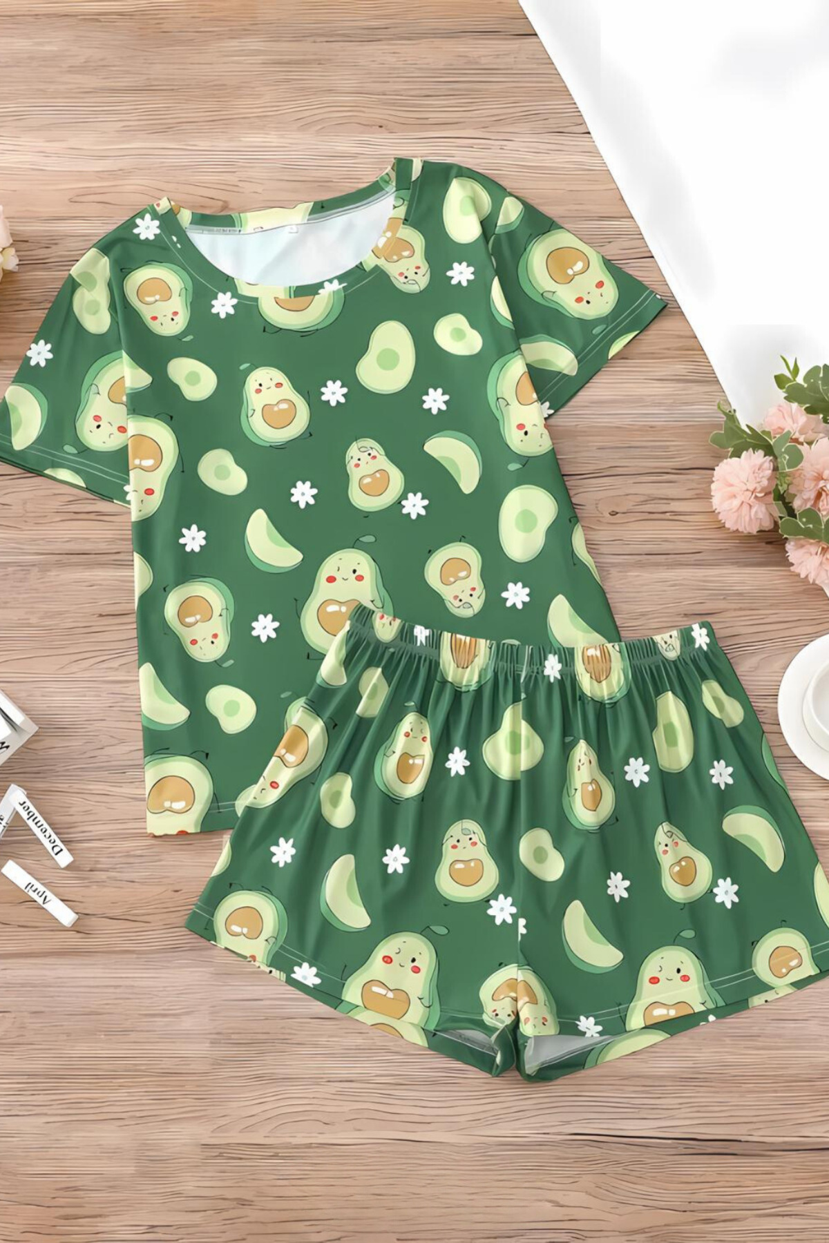 Rasabeauty Kısa Kol Şort Pijama Takımı Desenli Avocado - Fiyatı, Yorumları