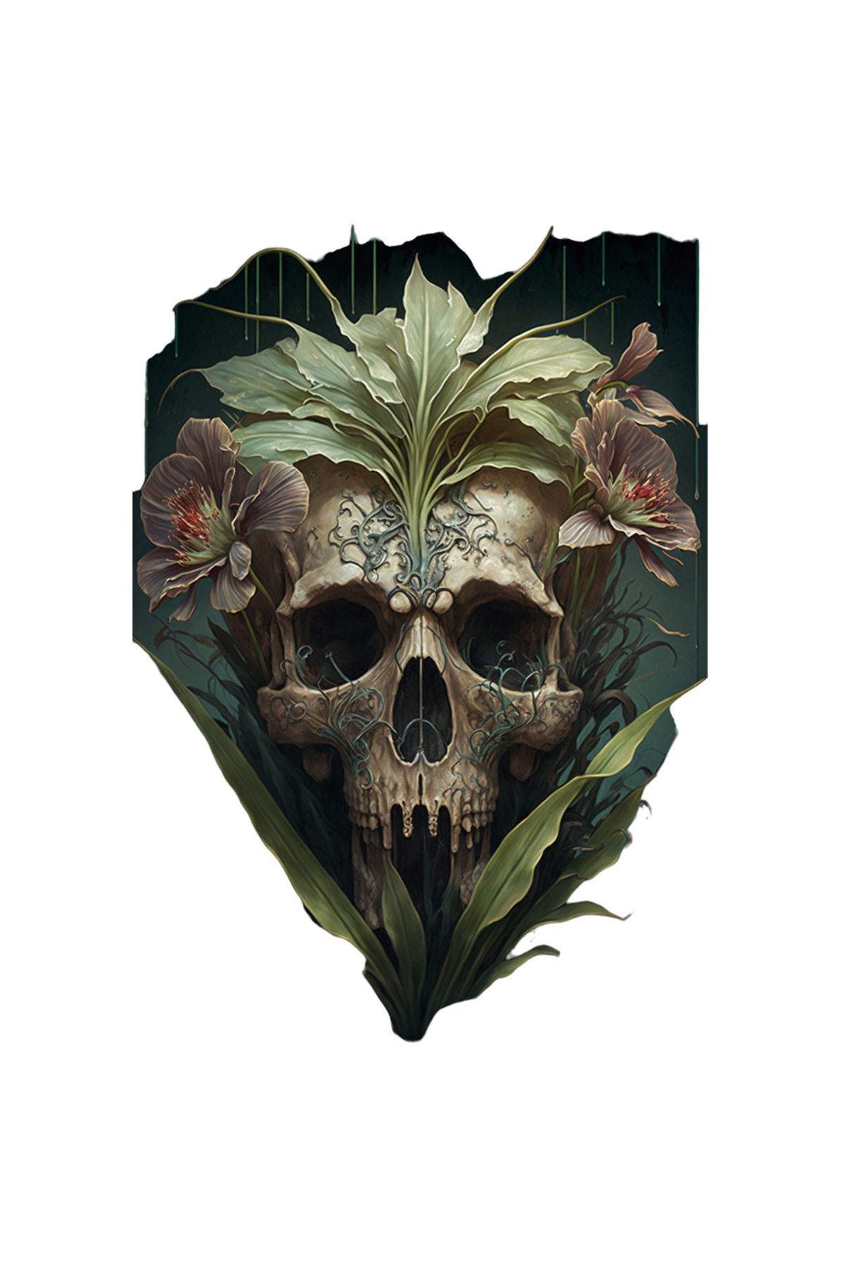 StoryGift Romania 40CM Sticker Label With Cut Human Skull Flowing In ...