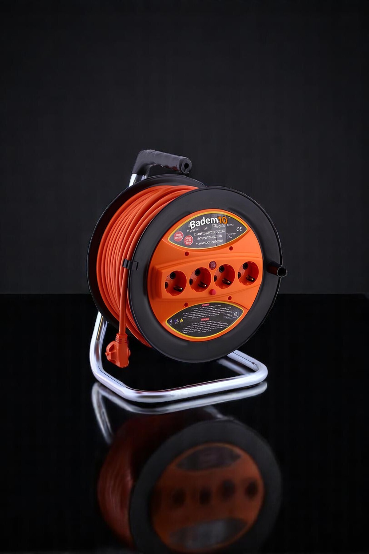 Badem10 Makaralı Cca Uzatma Kablosu 3x1.5 Mm 35 Metre Plastik Seyyar Termal Sigortalı 4 Prizli ...