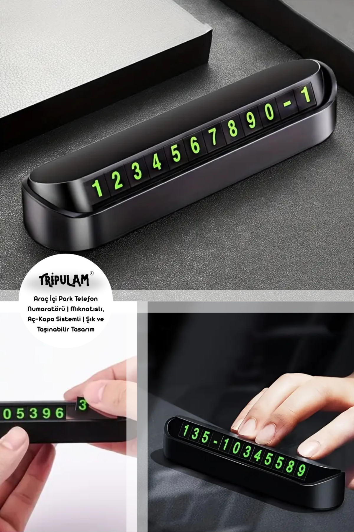 TRİPULAM Araç İçi Park Telefon Numaratörü | Mıknatıslı, Aç-Kapa ...