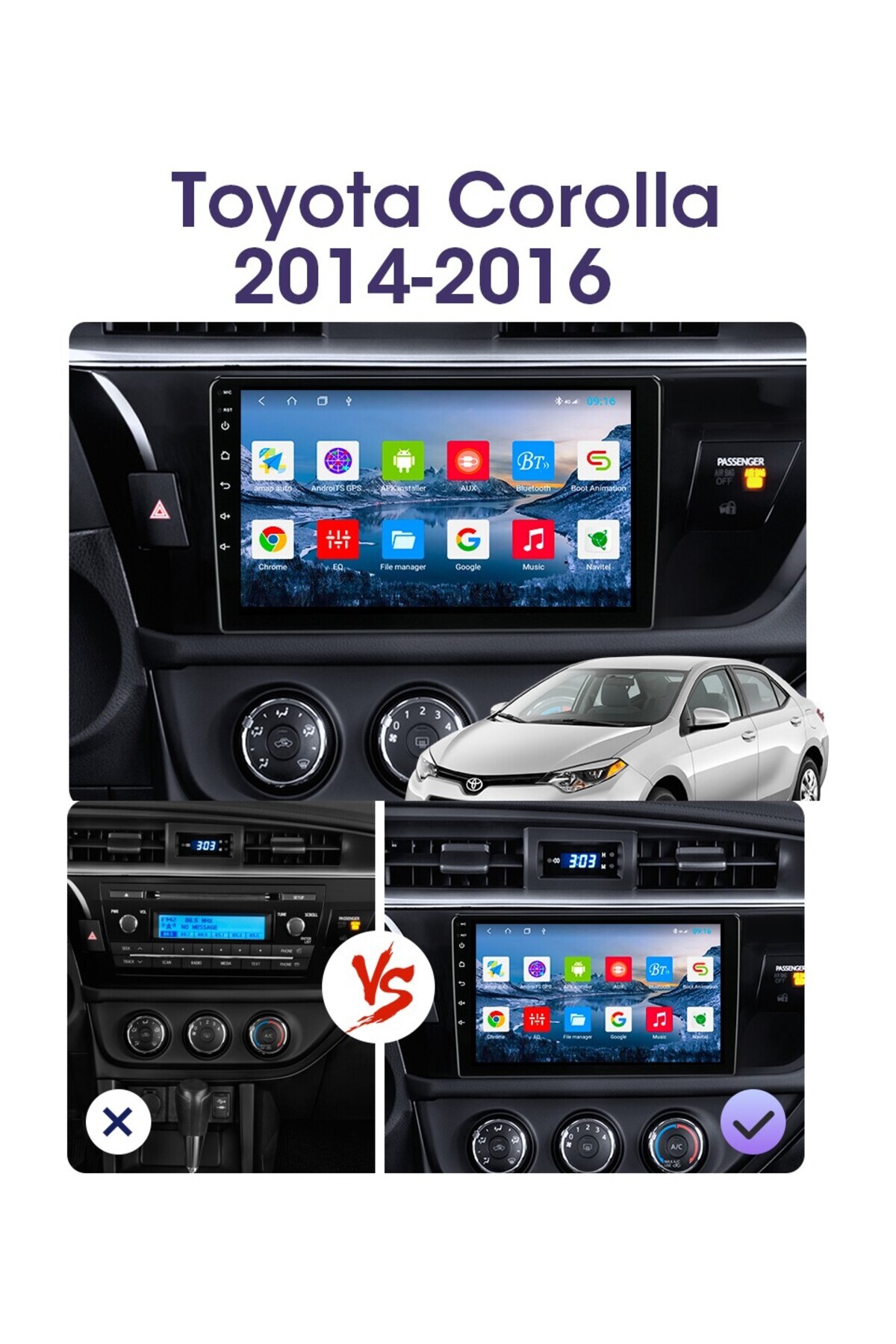 For-X Toyota COROLLA(2014-2016)-10.1''ANDROİD-4GB/64GB-Car Play ...