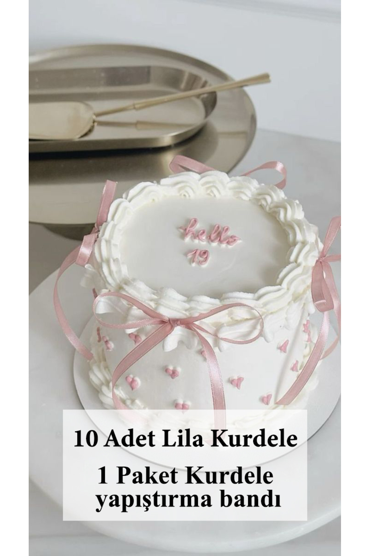 PartyPoo Pasta Balon Üzeri Fiyonk Kurdele Pembe 10 Adet Büyük Kurdele ...