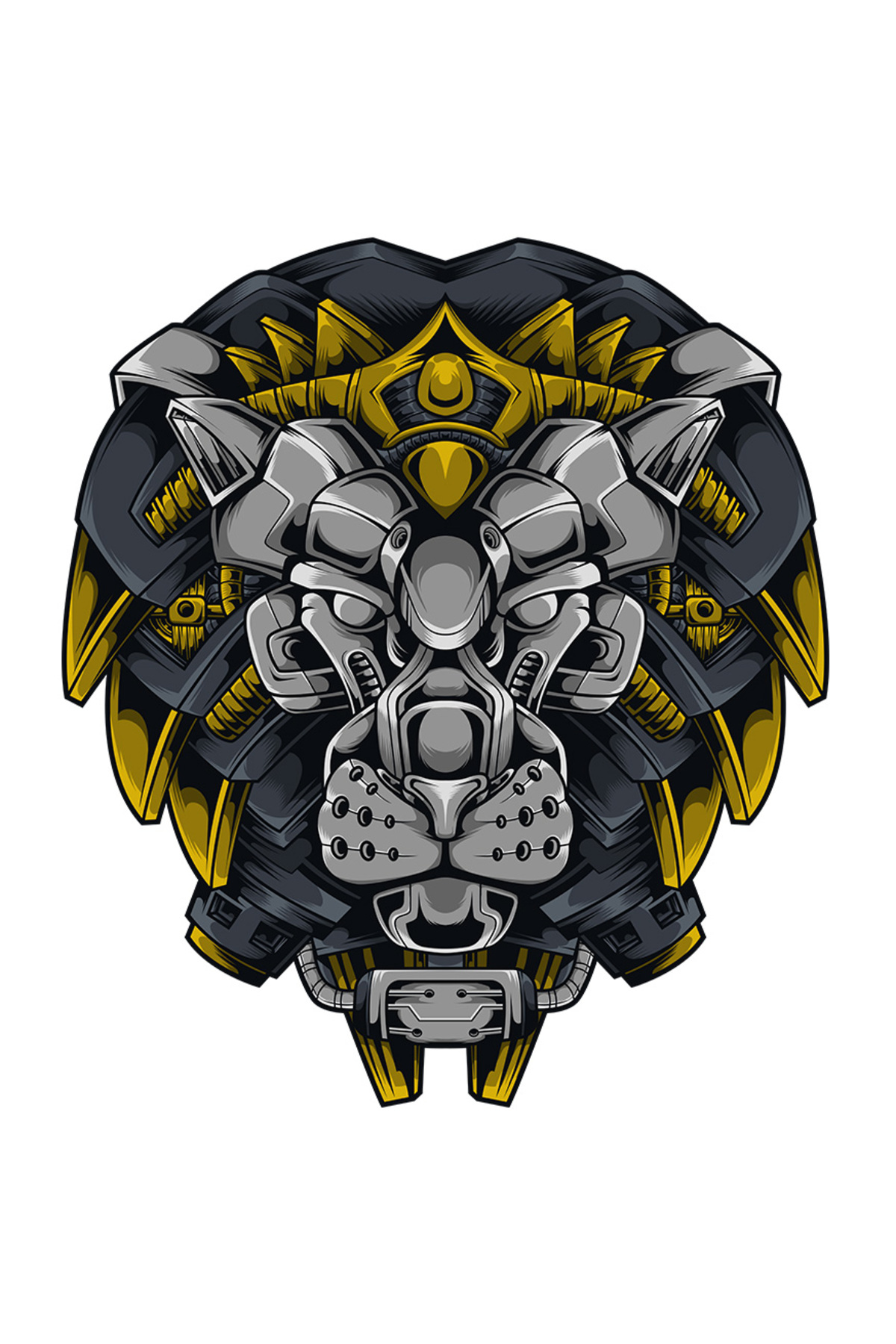 StoryGift Romania Sticker 10 Cm With Lion, Head, Mane, Robot, Cyberpunk ...