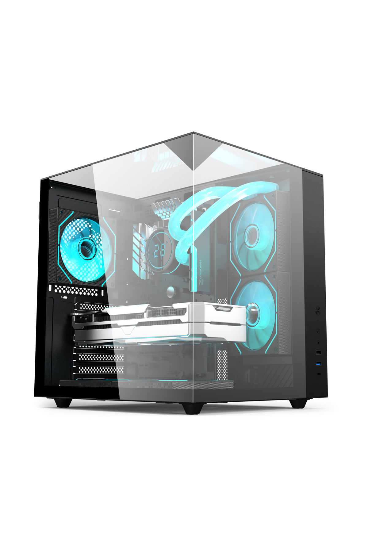 SHARX PROFIN Mid-Tower Gaming Cabinet, ATX, 5x 120mm Pre-Installed ARGB ...