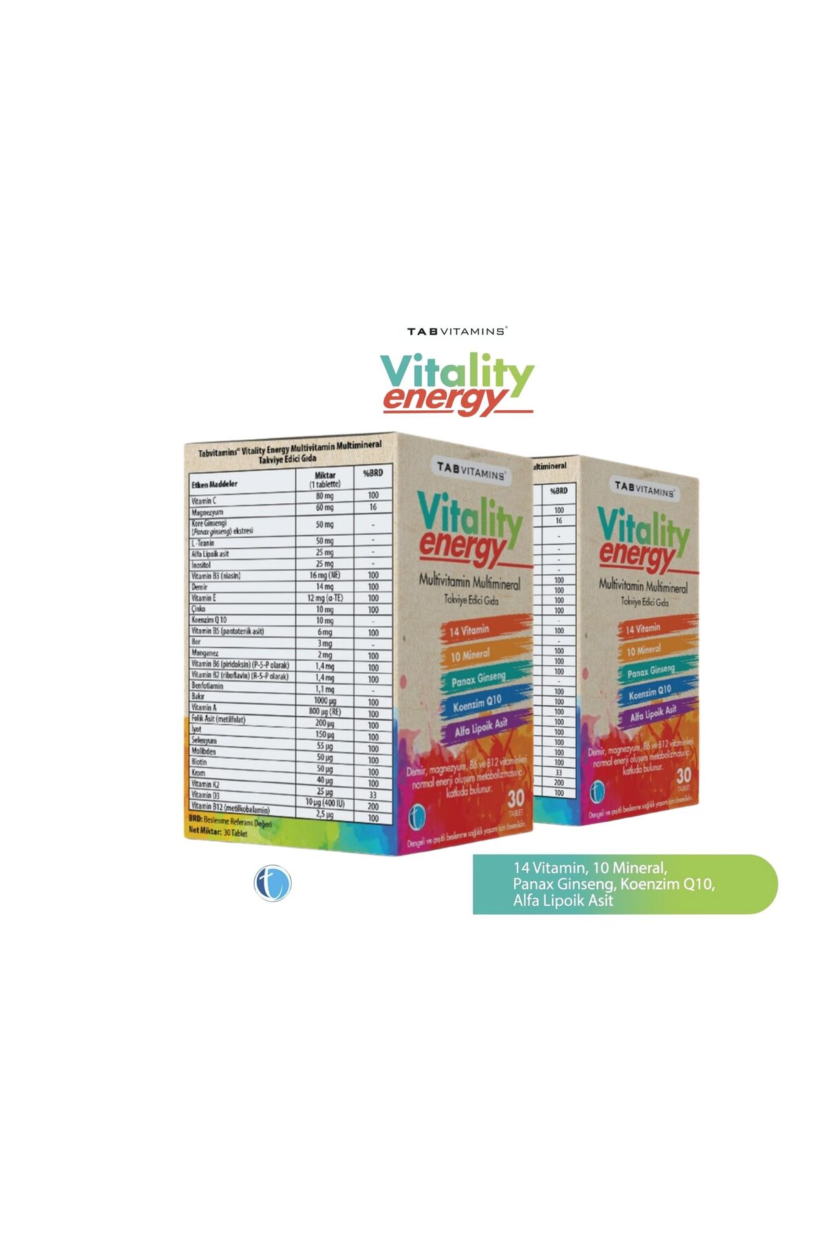 Tabvitamins Vitality Energy 30 Tablet Multivitamin Multimineral X 2 ...