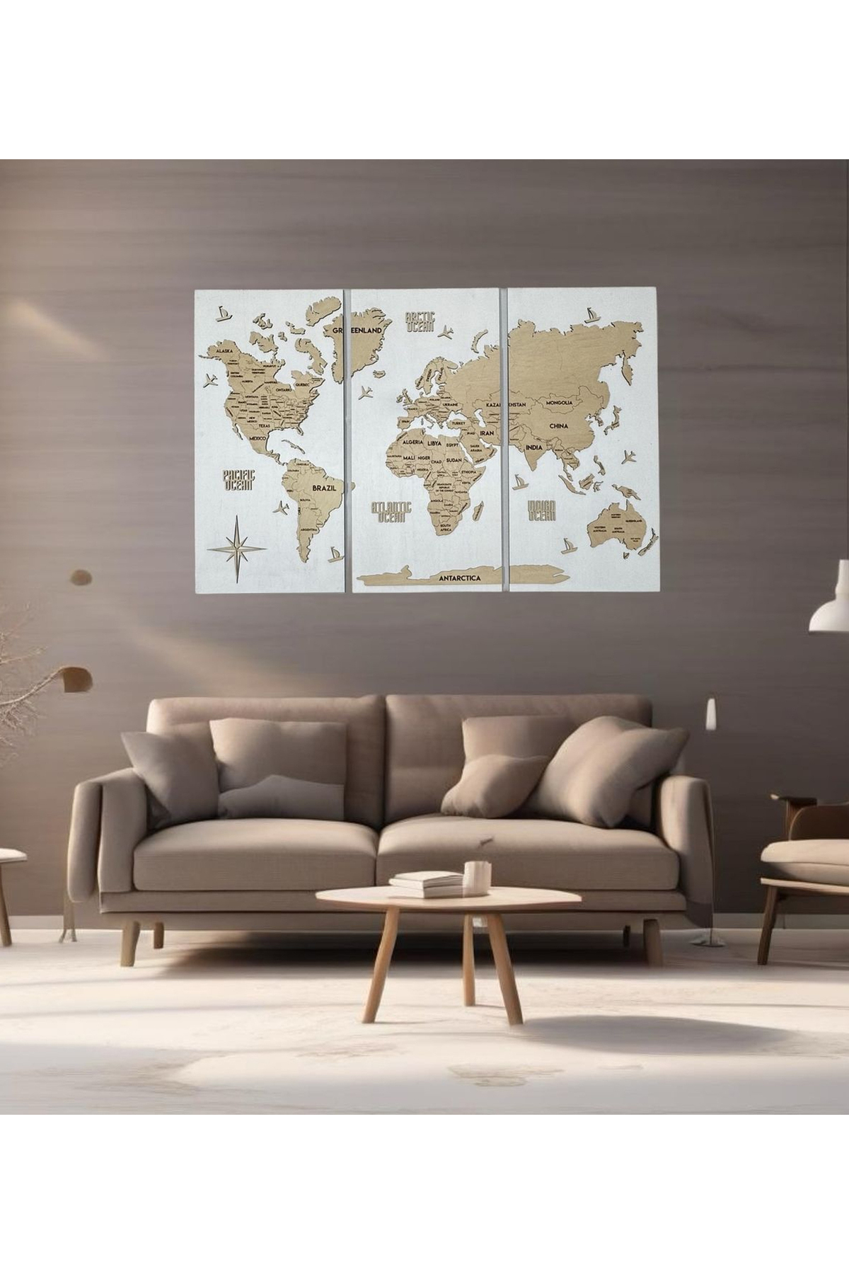 ouz dekor Dünya Harita Şeklinde Duvar Tablosu 6mm MDF - Fiyatı, Yorumları